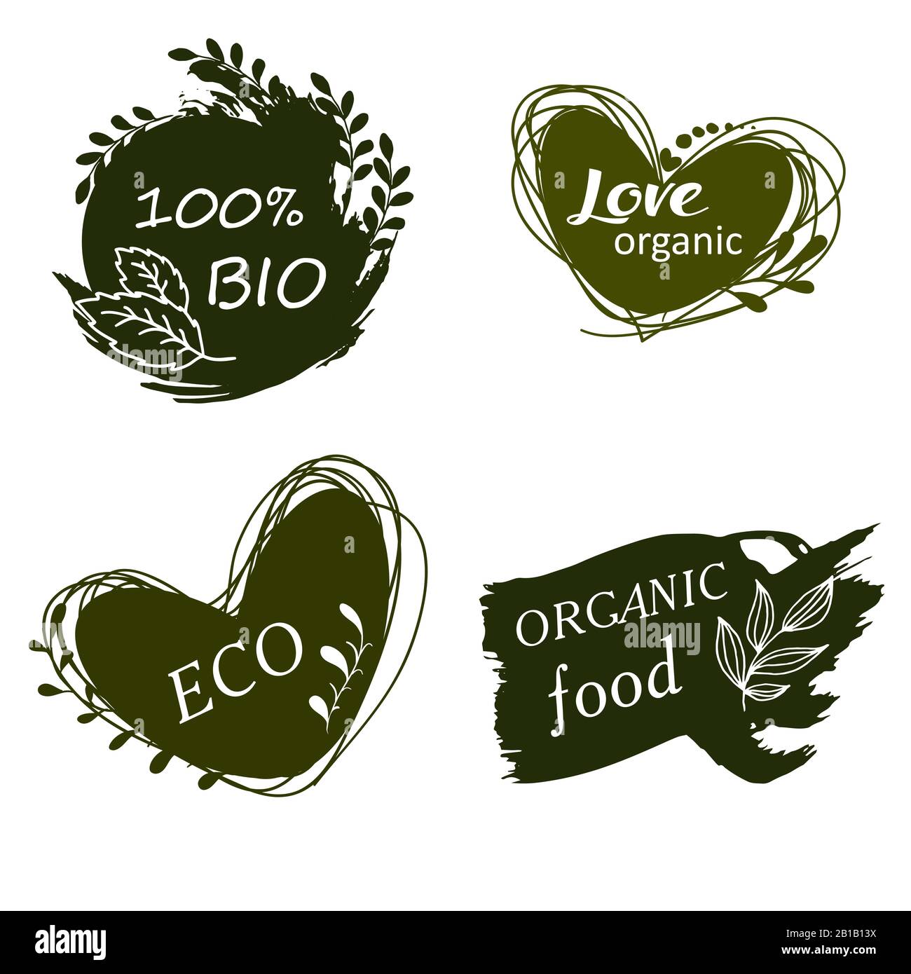 Set of logos, icons, design elements. Natural food, organic food ...