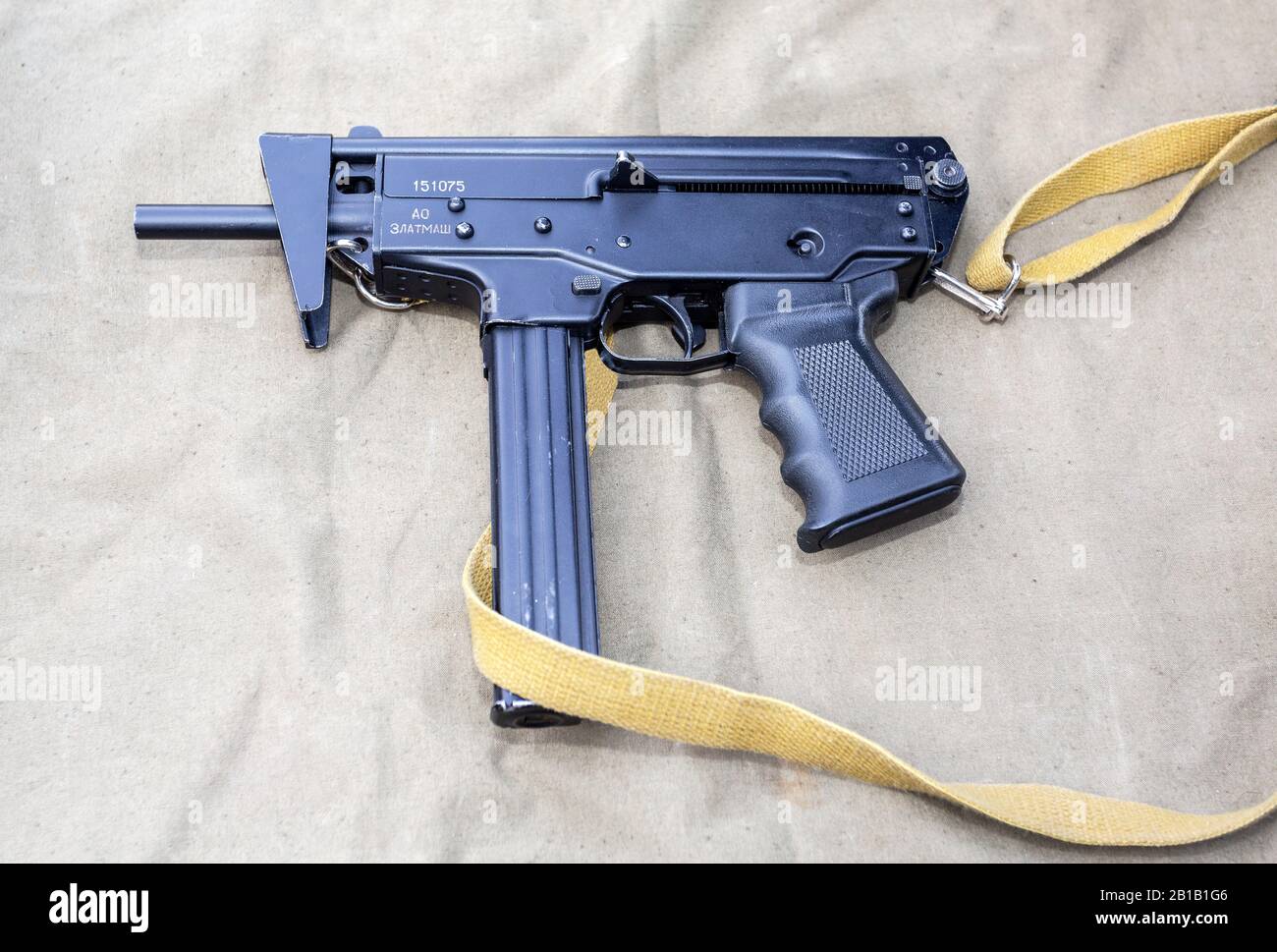 Samara, Russia - February 23, 2020: Russian weapons. Submachine gun ...