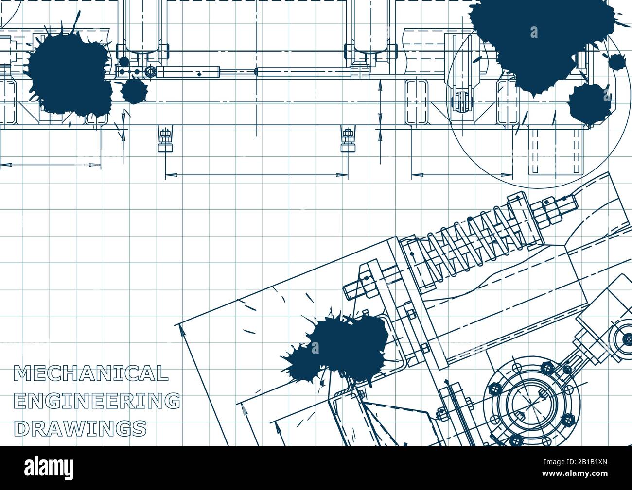 Computer aided design systems. Technical illustration, background. Blue ...