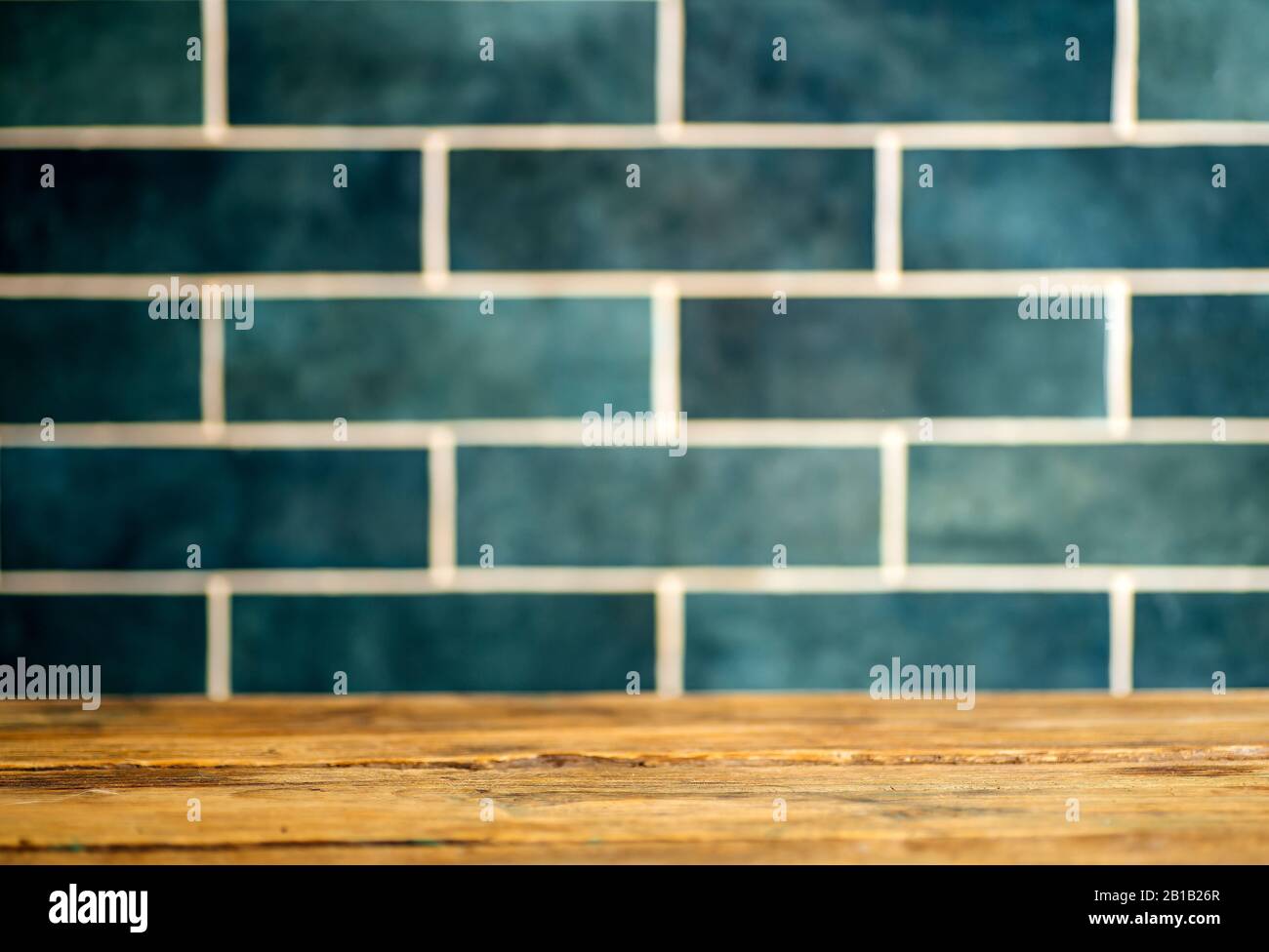 Kitchen table background. Homemade vintage kitchen with ceramic tiles ...