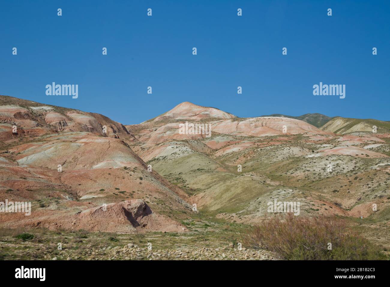 Red mountains in Xizi, Azerbaijan. Colorful hills . olorful geological ...