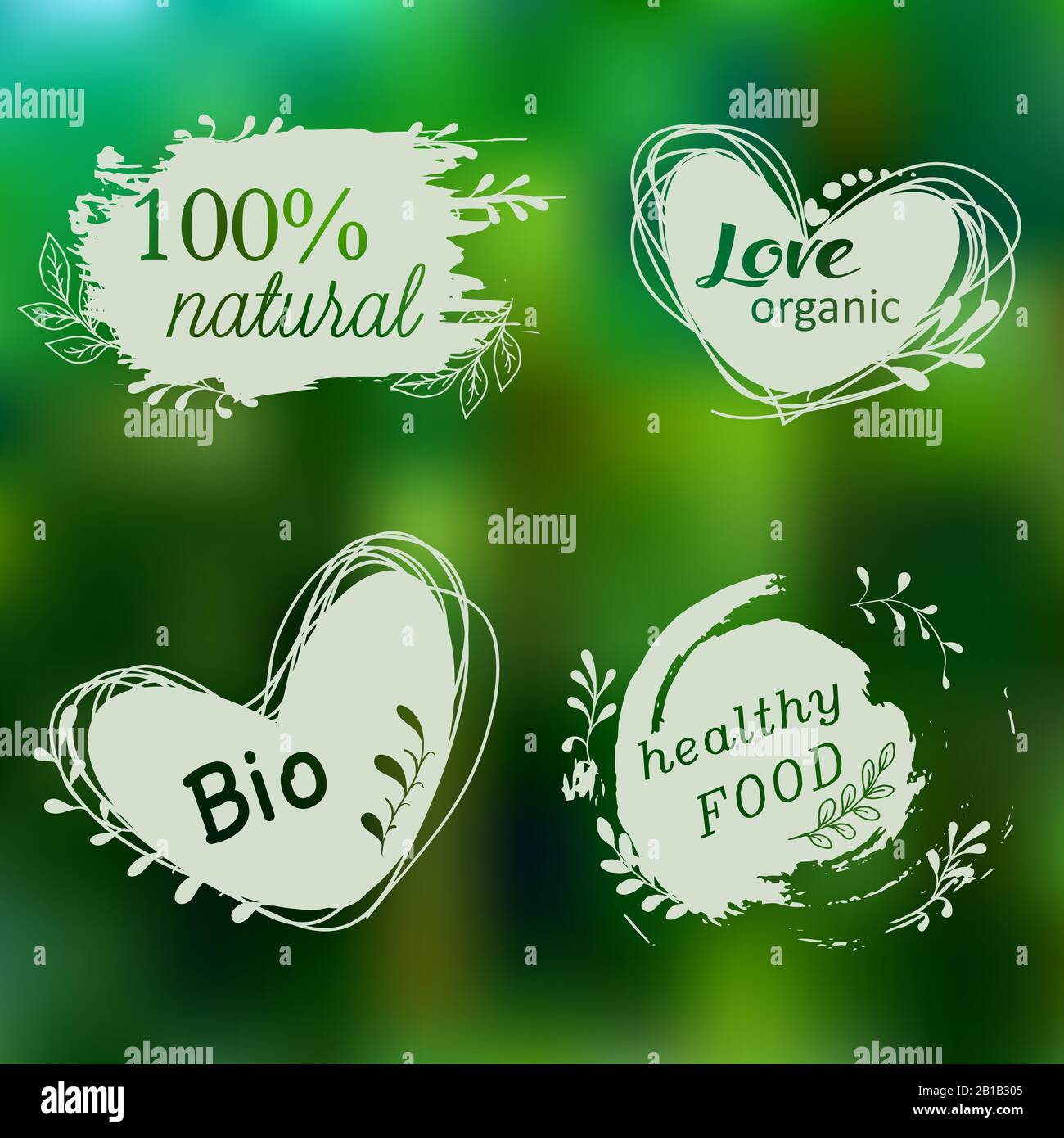 Set of logos, icons, design elements. Natural food, organic food ...