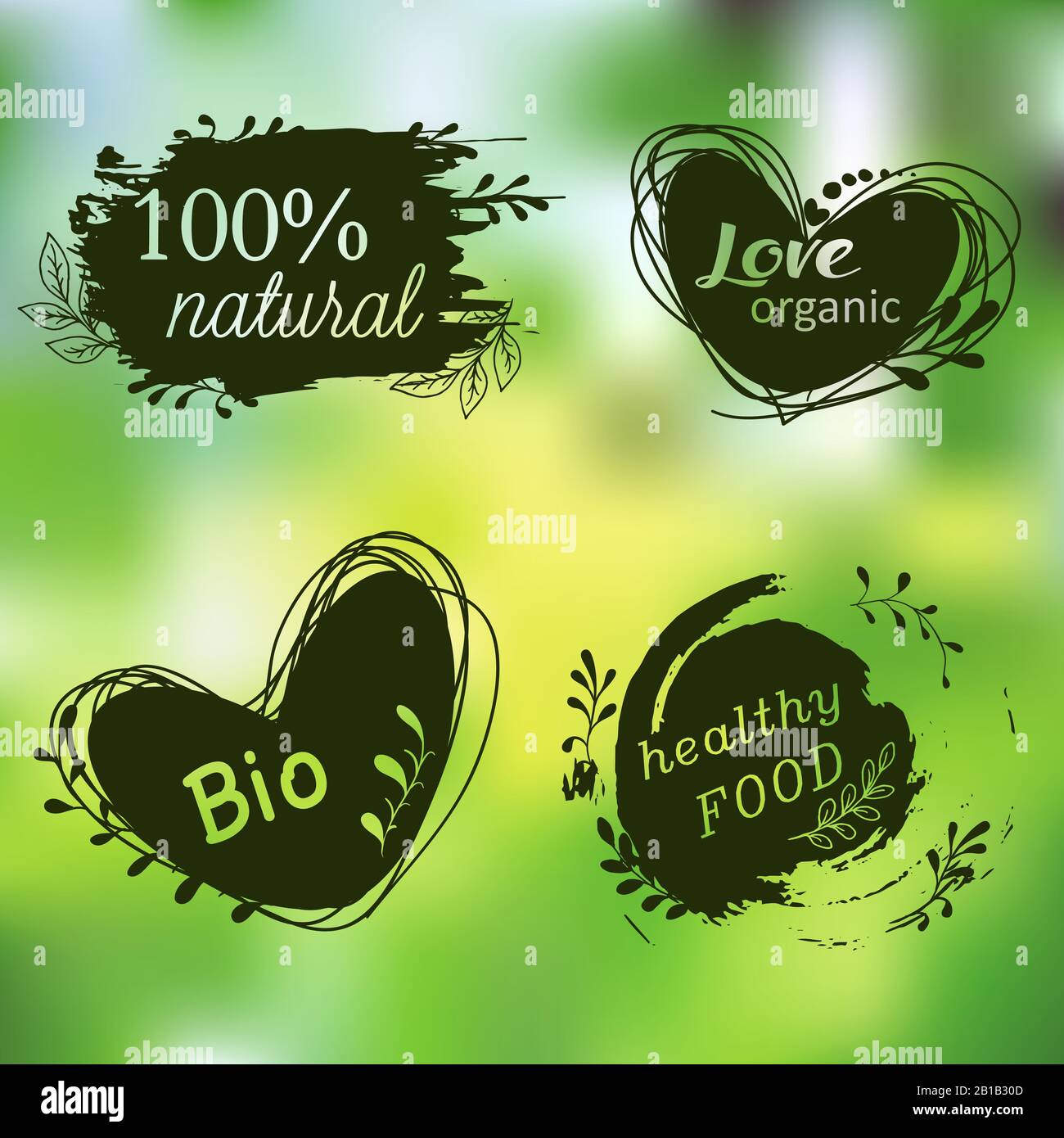 Set of logos, icons, design elements. Natural food, organic food ...