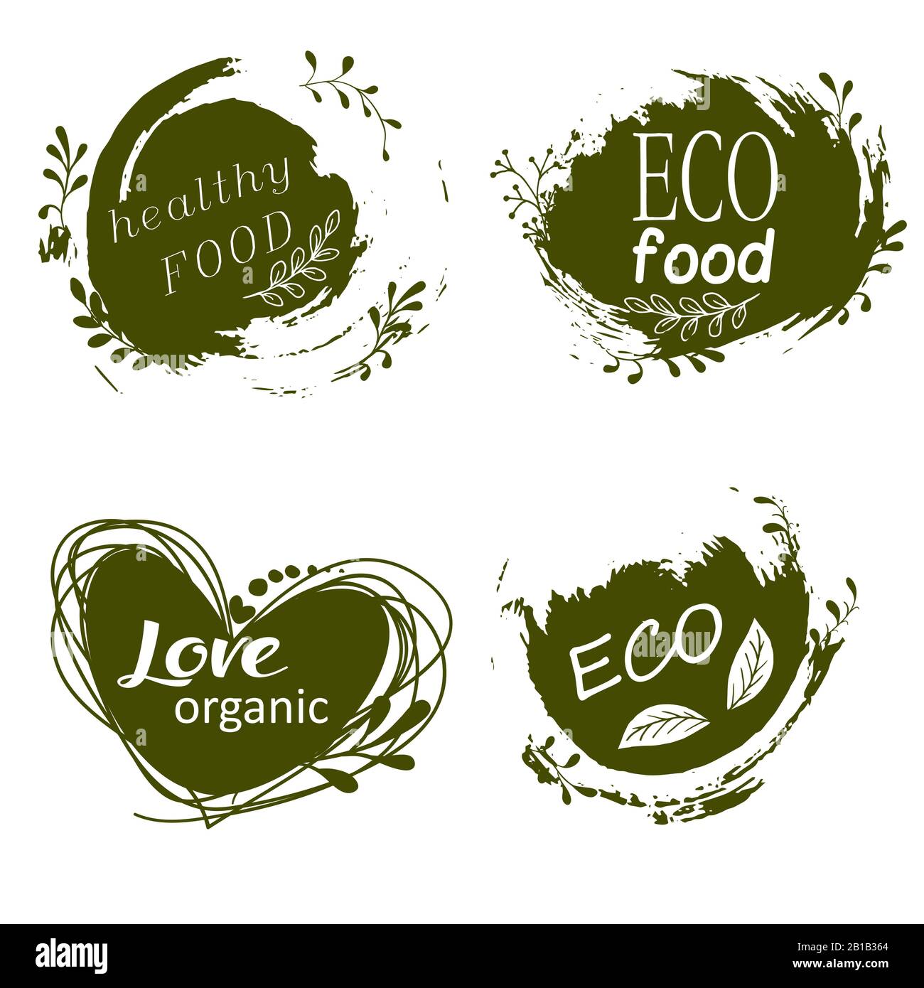 Set of logos, icons, design elements. Natural food, organic food ...