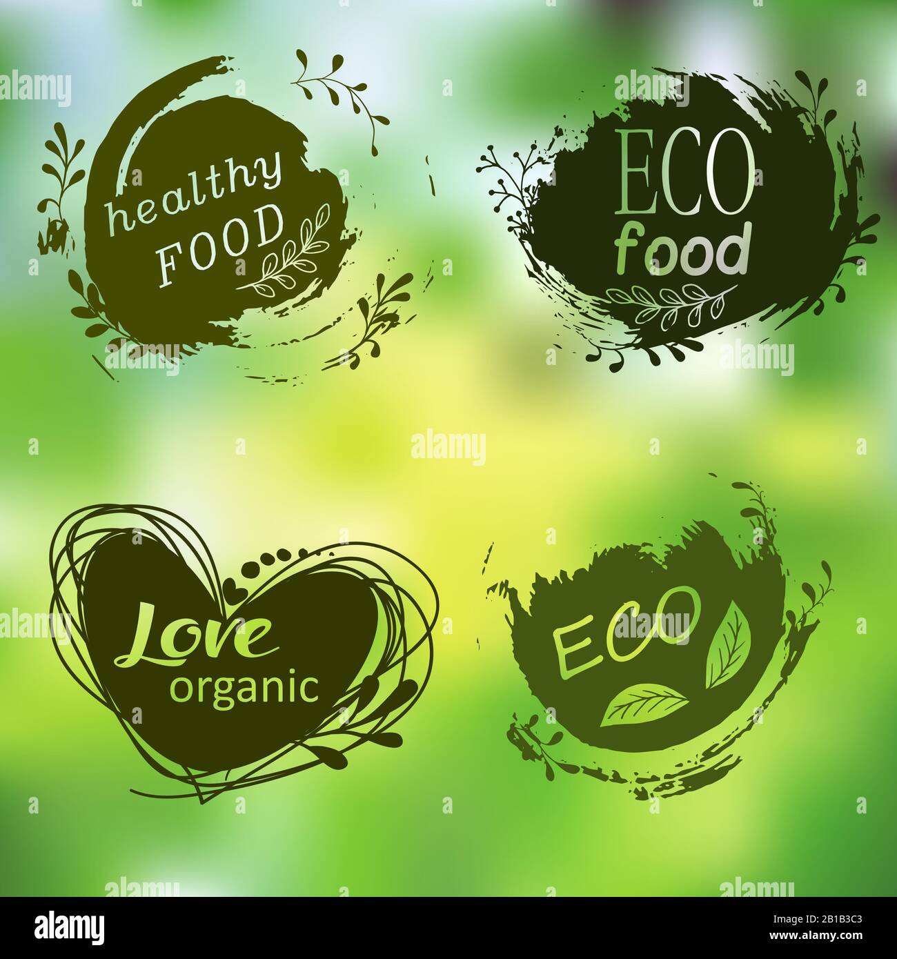 Set of logos, icons, design elements. Natural food, organic food ...