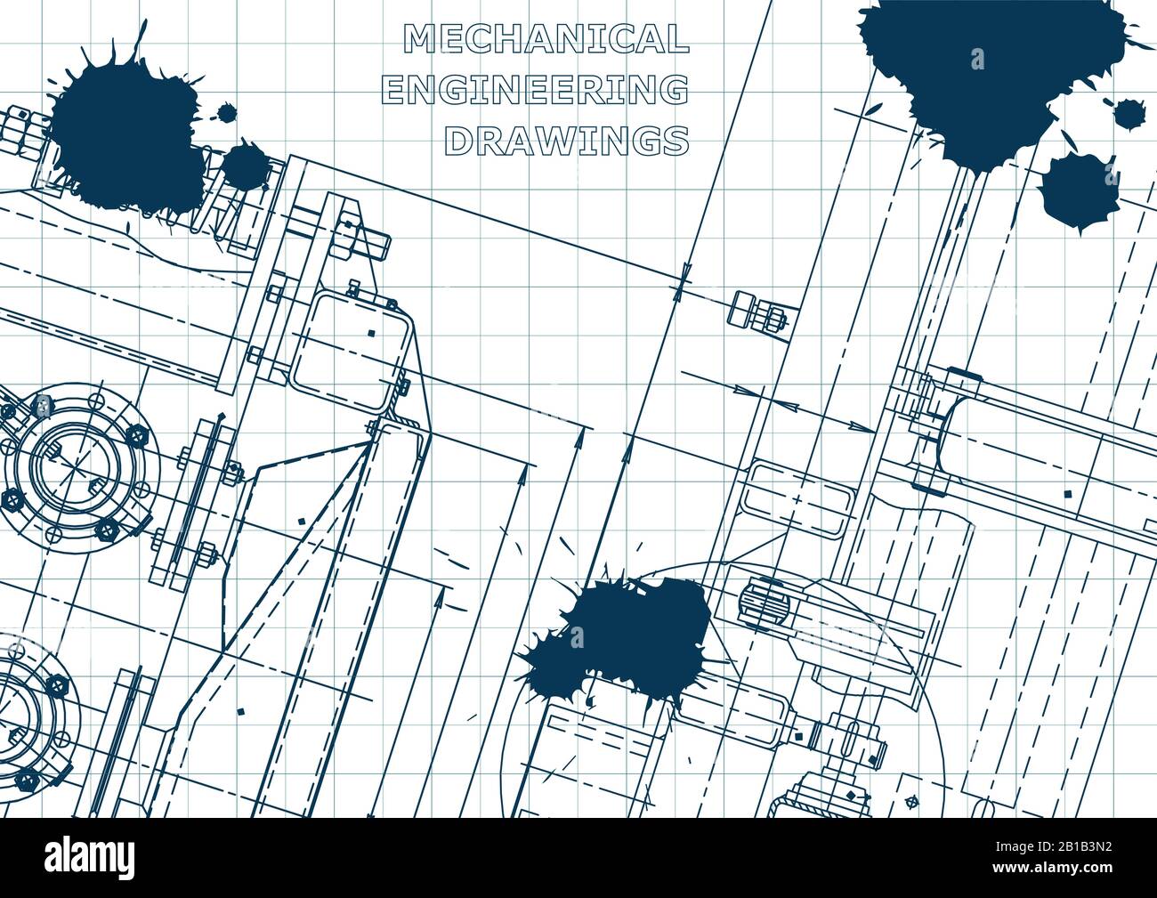 Blue Ink. Blots. Blueprint. Vector engineering illustration. Computer ...