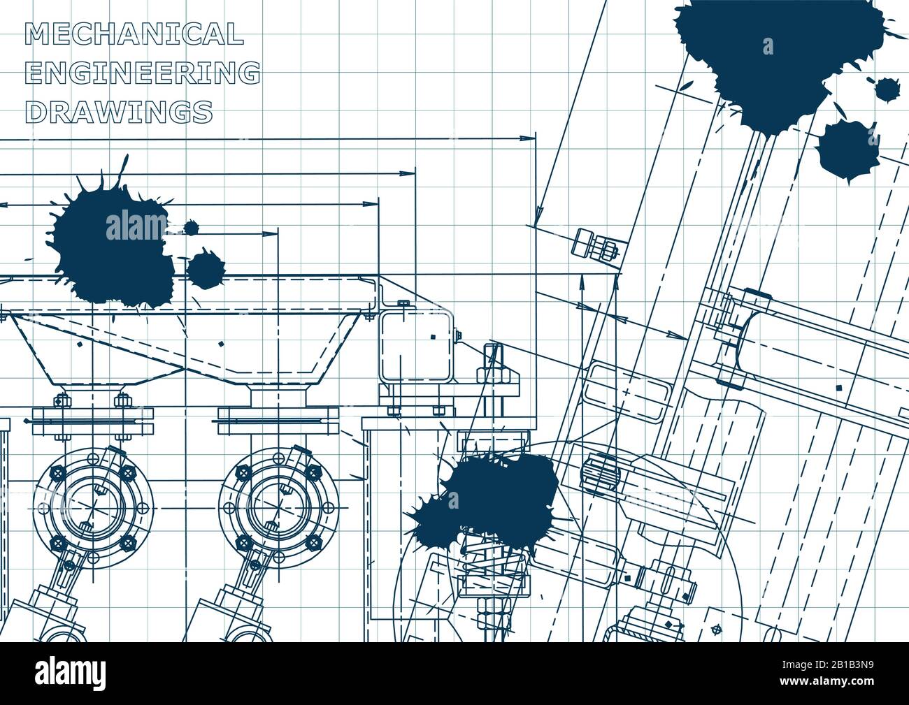 Blueprint. Vector illustration. Computer aided design system. Blue Ink ...