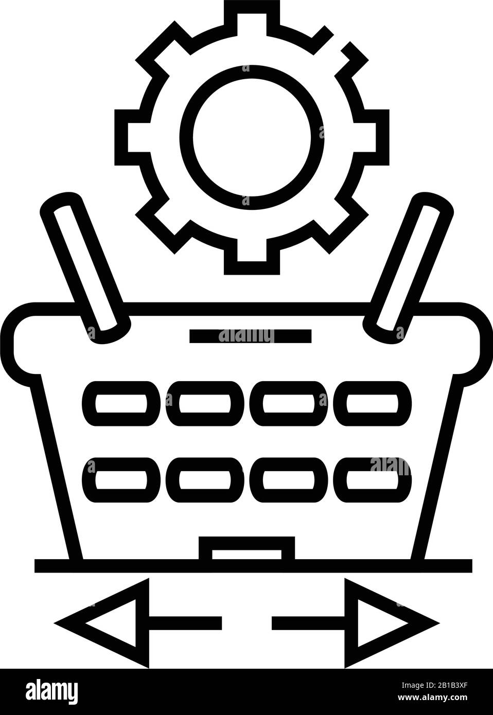 Consumer basket line icon, concept sign, outline vector illustration ...