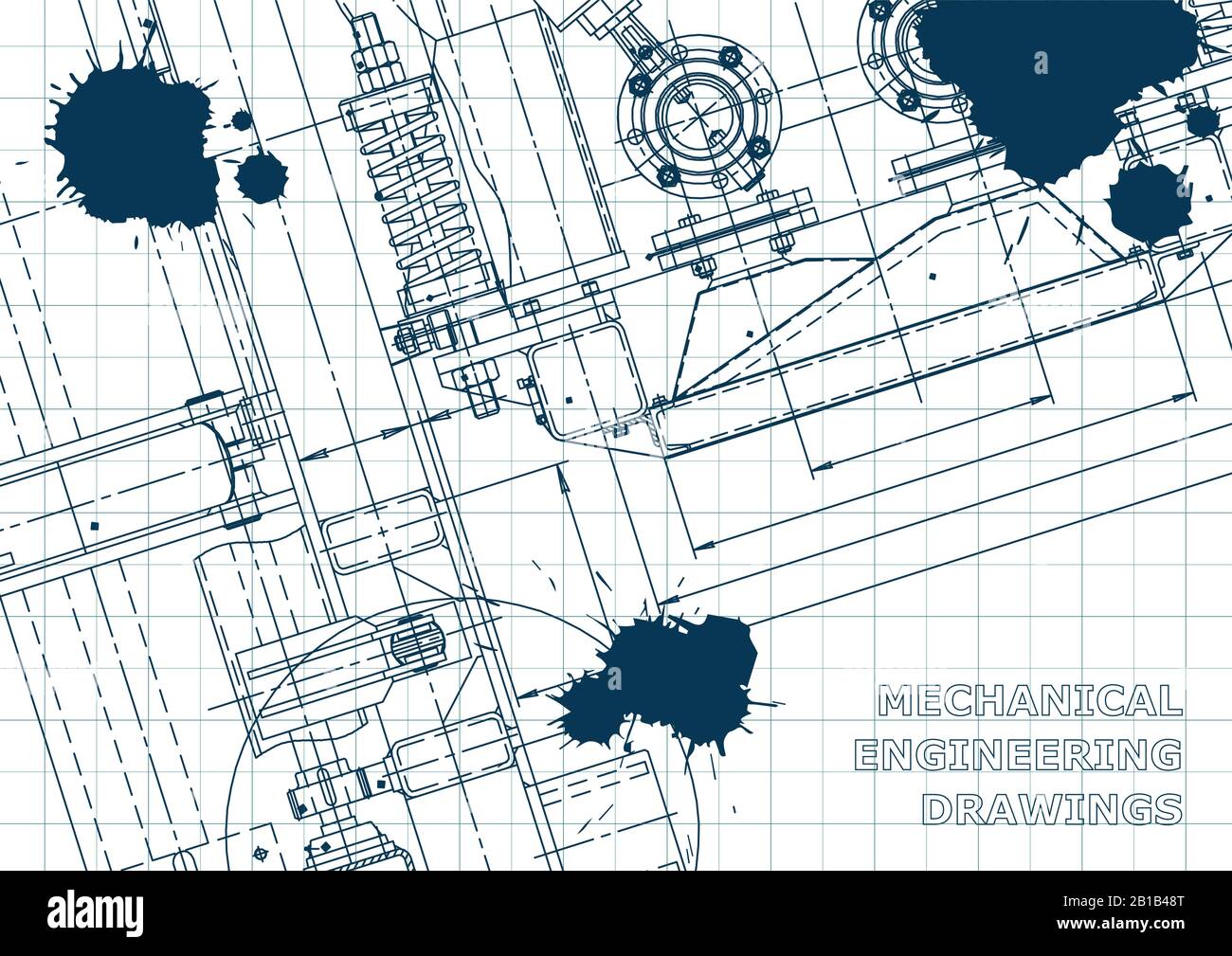 Blueprint. Vector engineering drawings. Mechanical instrument making ...