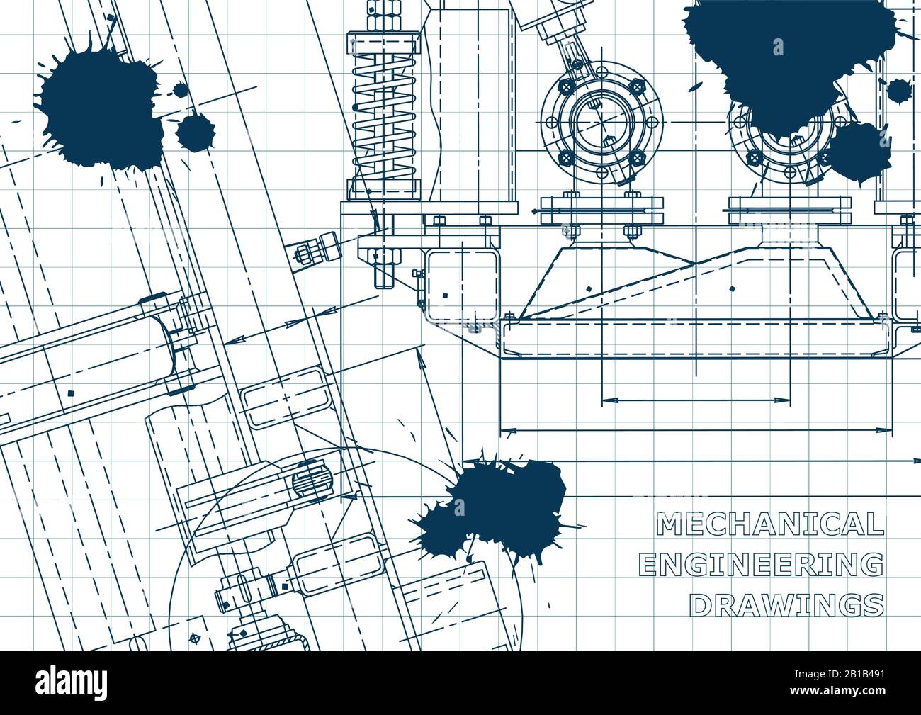 Blueprint. Vector engineering drawings. Mechanical instrument making ...