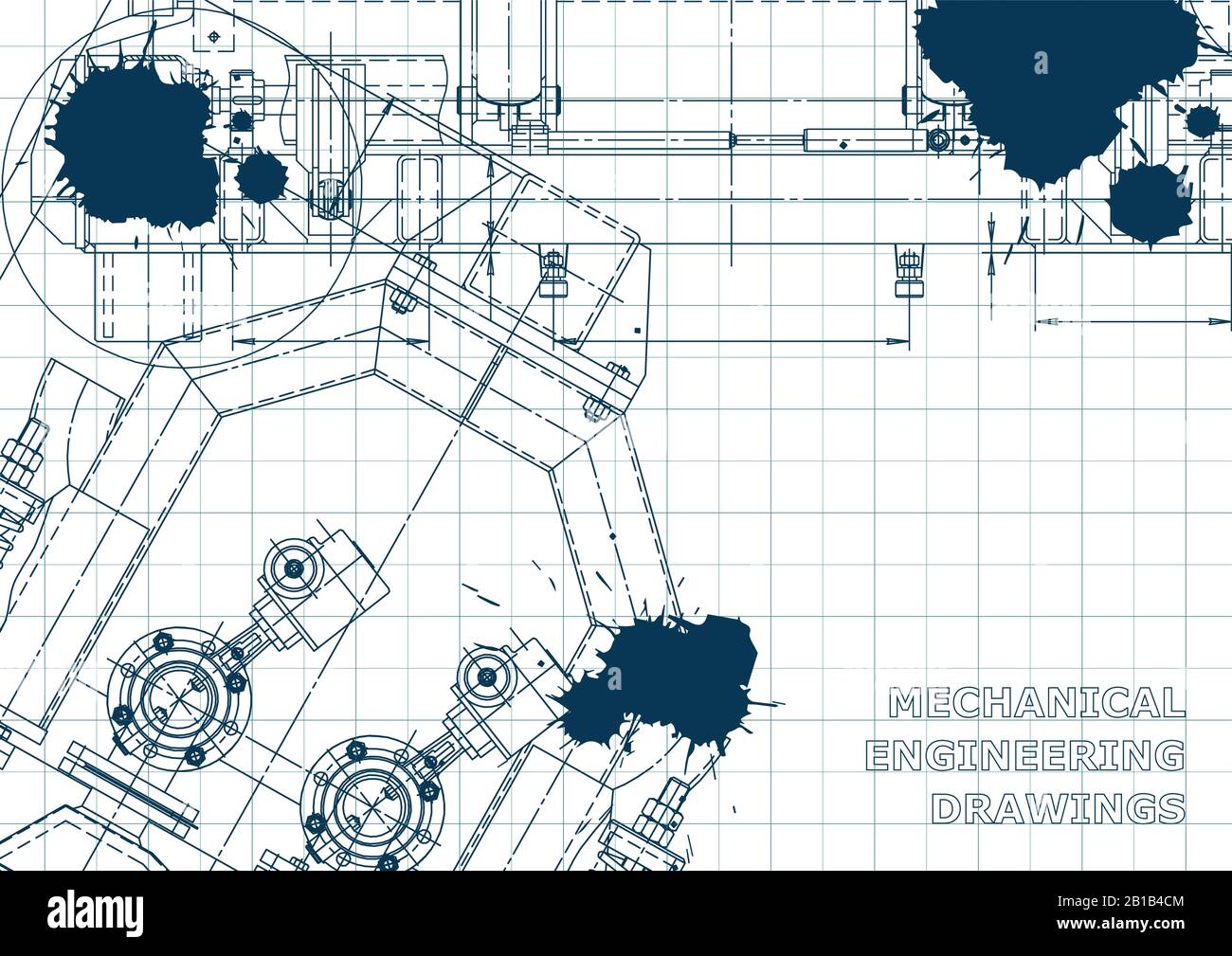 Computer aided design systems. Blueprint, scheme, plan, sketch Blue Ink ...