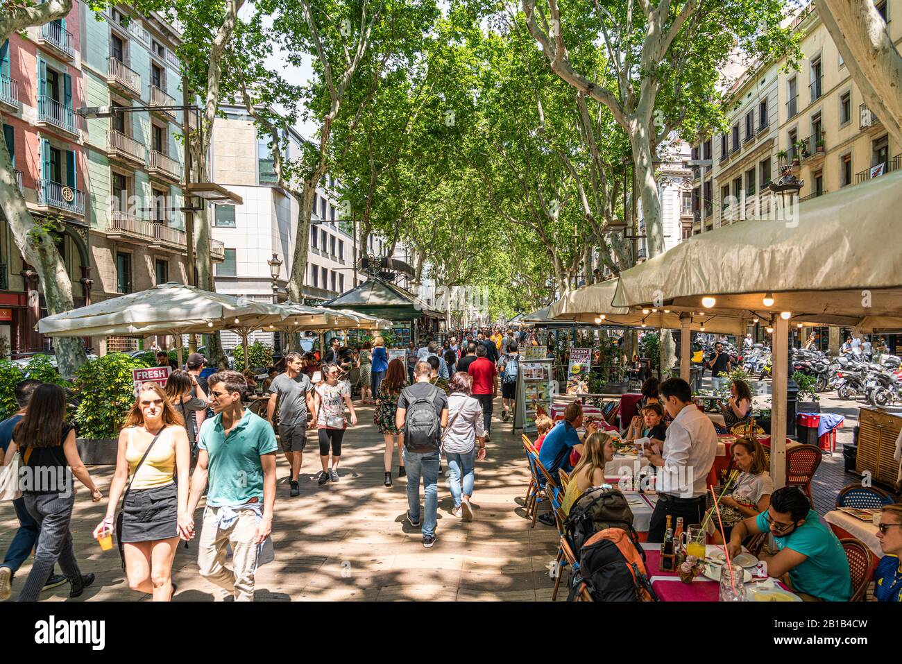 BARCELONA, SPAIN - JUNE 03, 2019: Crowd Of People And Central Downtown ...
