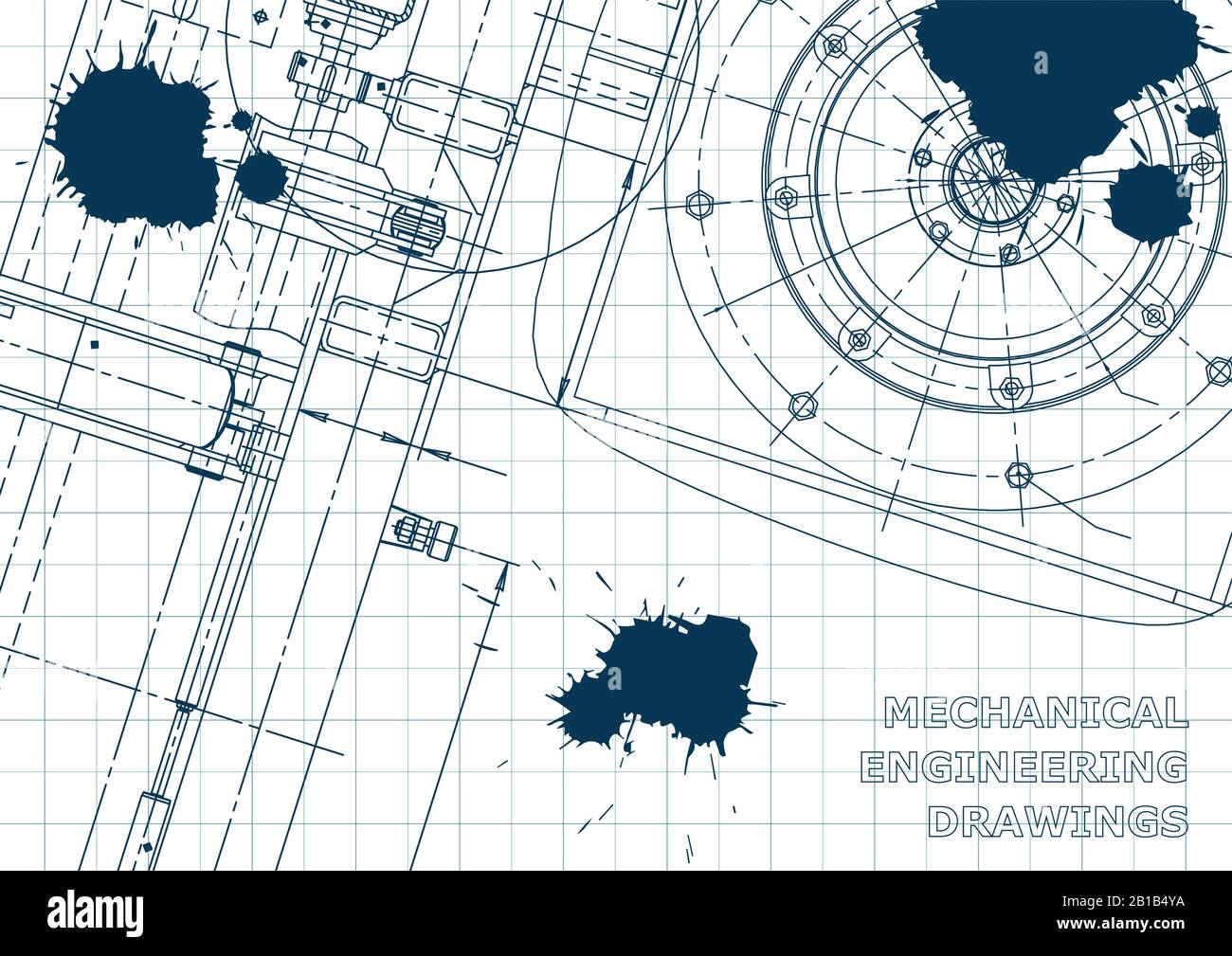 Blueprint. Vector engineering illustration. Blue Ink Blots Stock Vector ...
