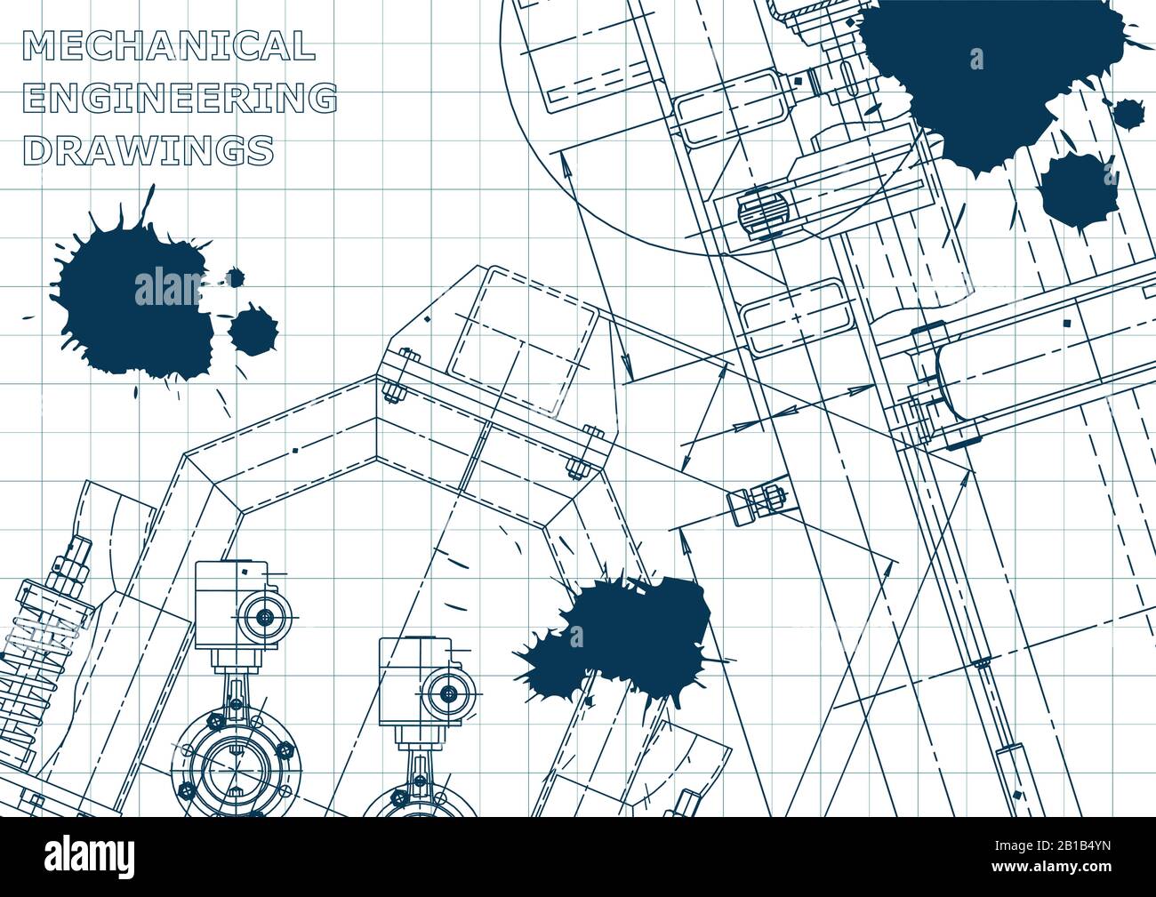 Blue Ink. Blots. Vector engineering illustration. Cover, flyer, banner ...