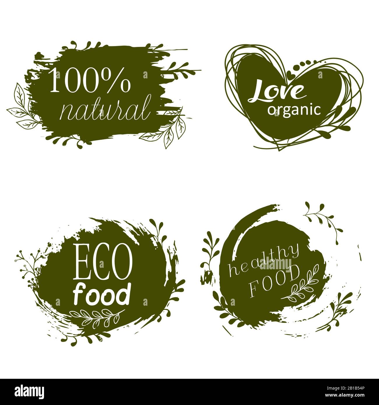 Set of logos, icons, design elements. Natural food, organic food ...