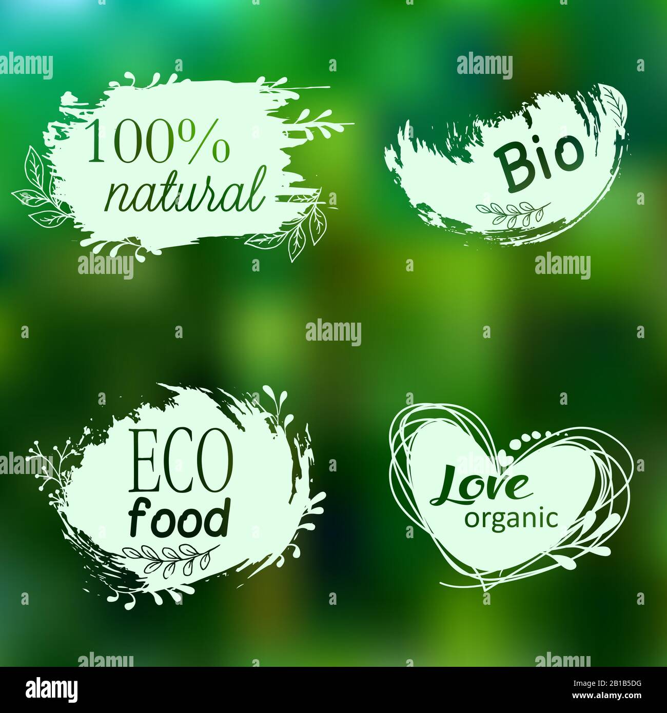 Set of logos, icons, design elements. Natural food, organic food ...