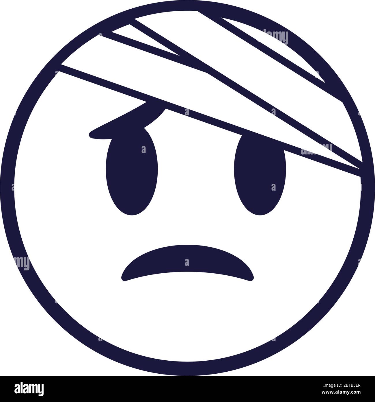 Hurt emoji face flat style icon design, Cartoon expression cute ...