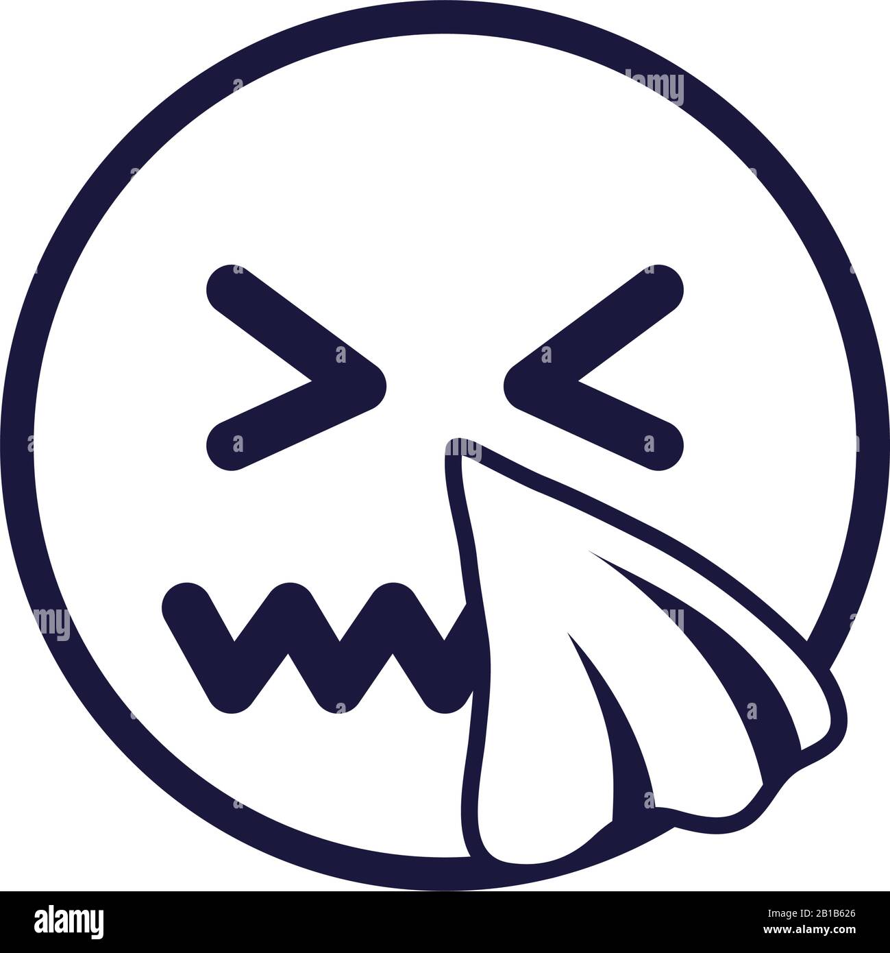 Sick emoji face flat style icon design, Cartoon expression cute ...