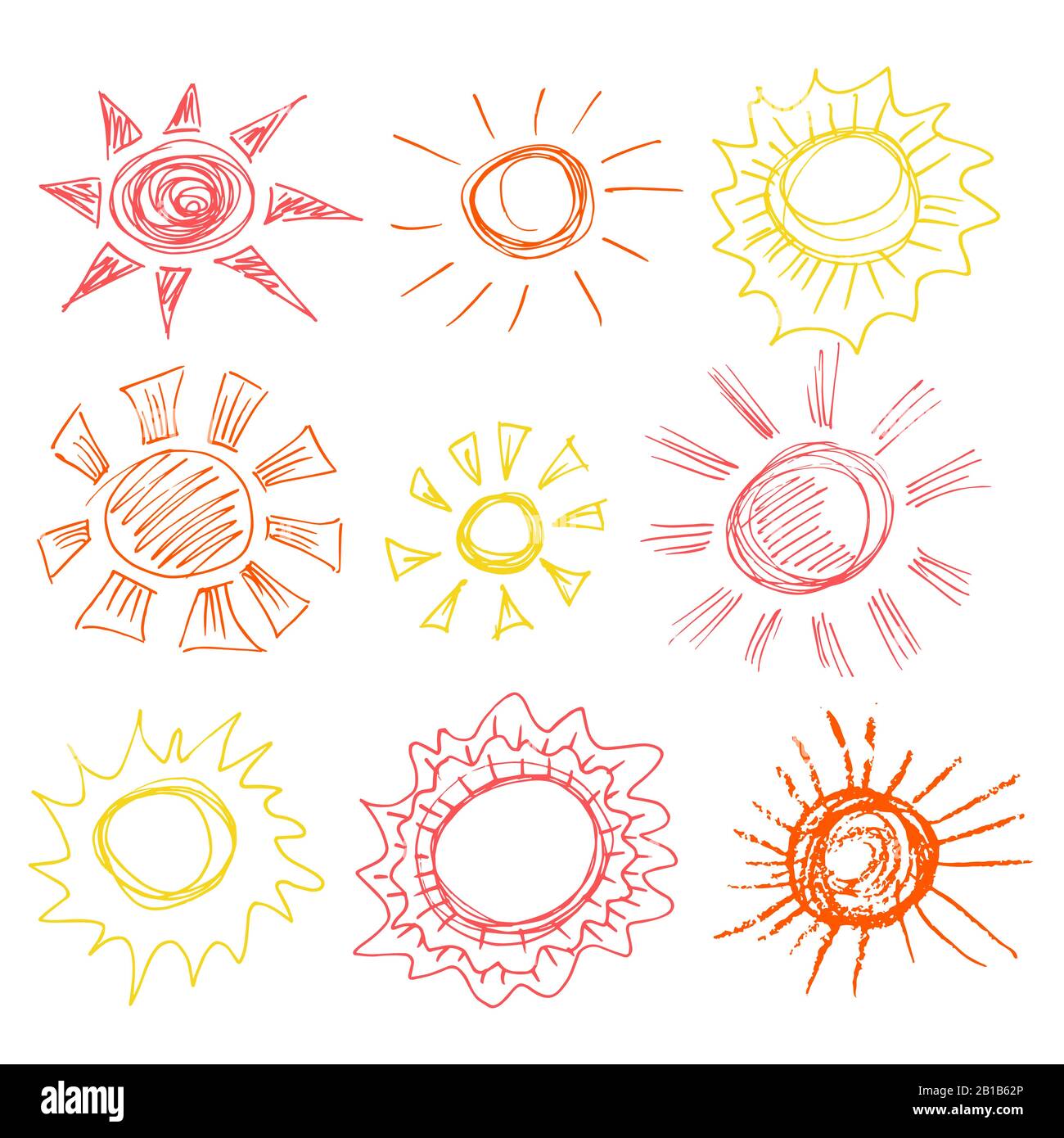 A set of handmade drawings. Elements for the design of postcards ...