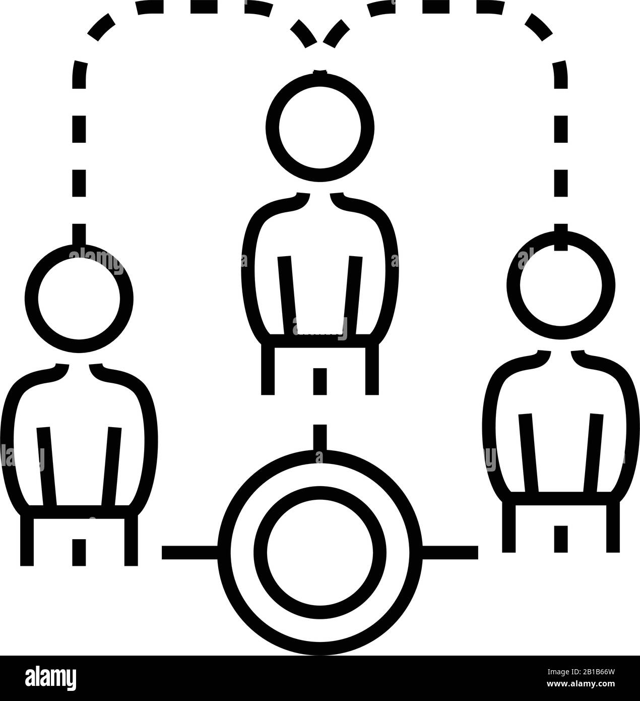 Connecting staff line icon, concept sign, outline vector illustration ...