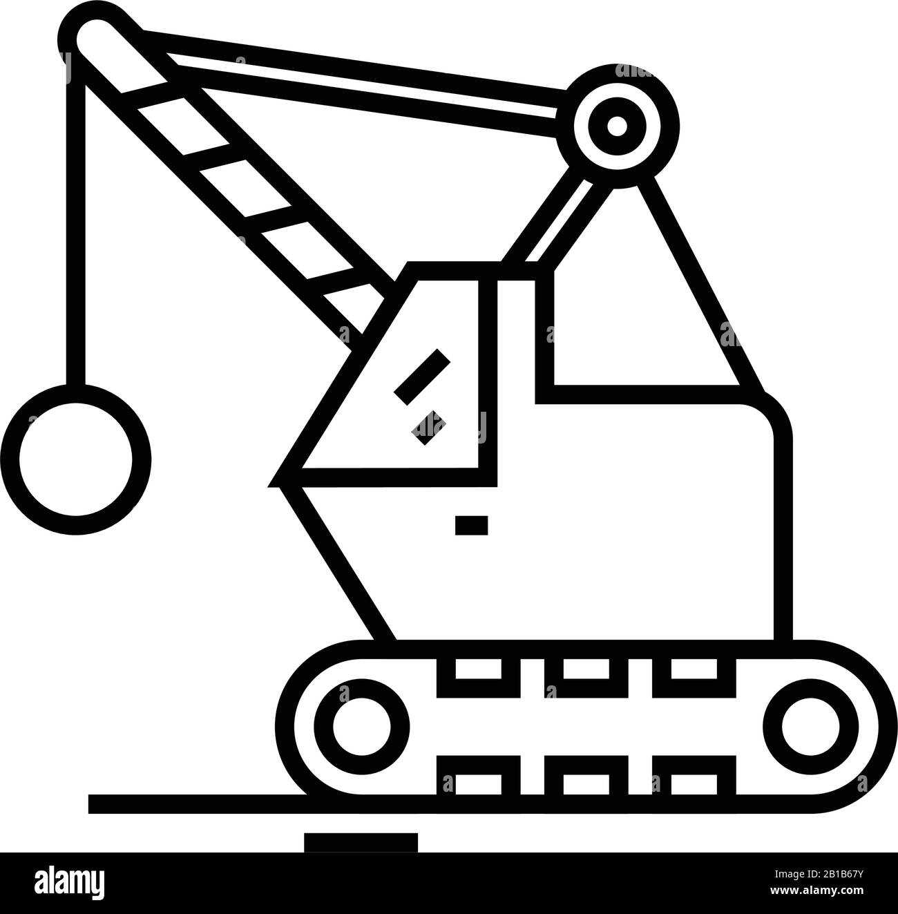 Demolition machine line icon, concept sign, outline vector illustration ...