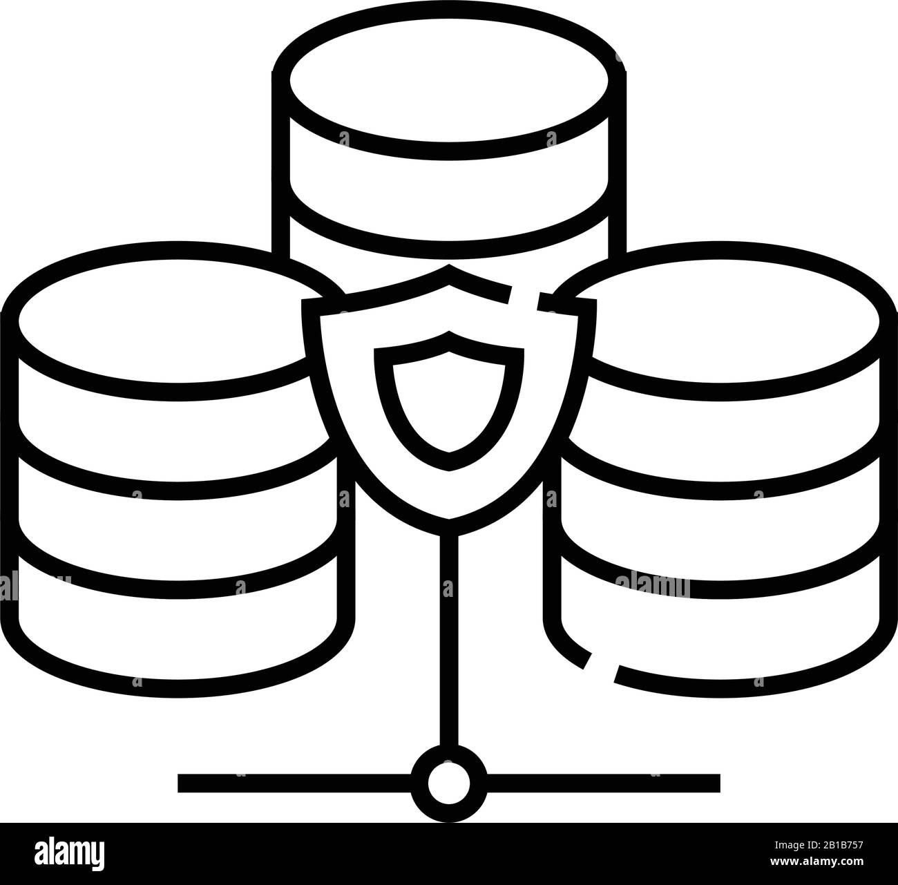 Data protection line icon, concept sign, outline vector illustration ...