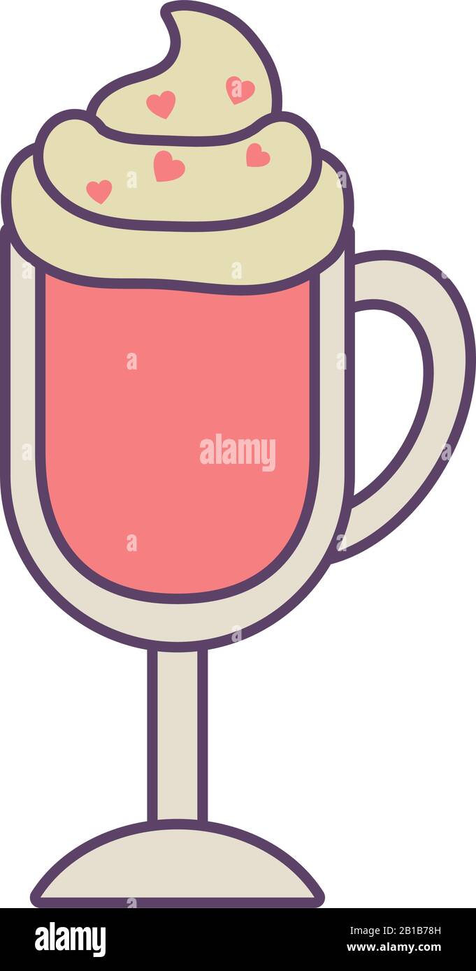 iced coffee line and fill style icon design of time drink breakfast ...