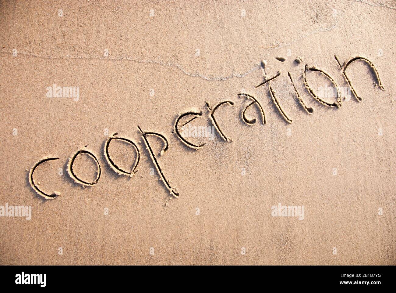 The word cooperation written in lowercase letters across a stretch of ...
