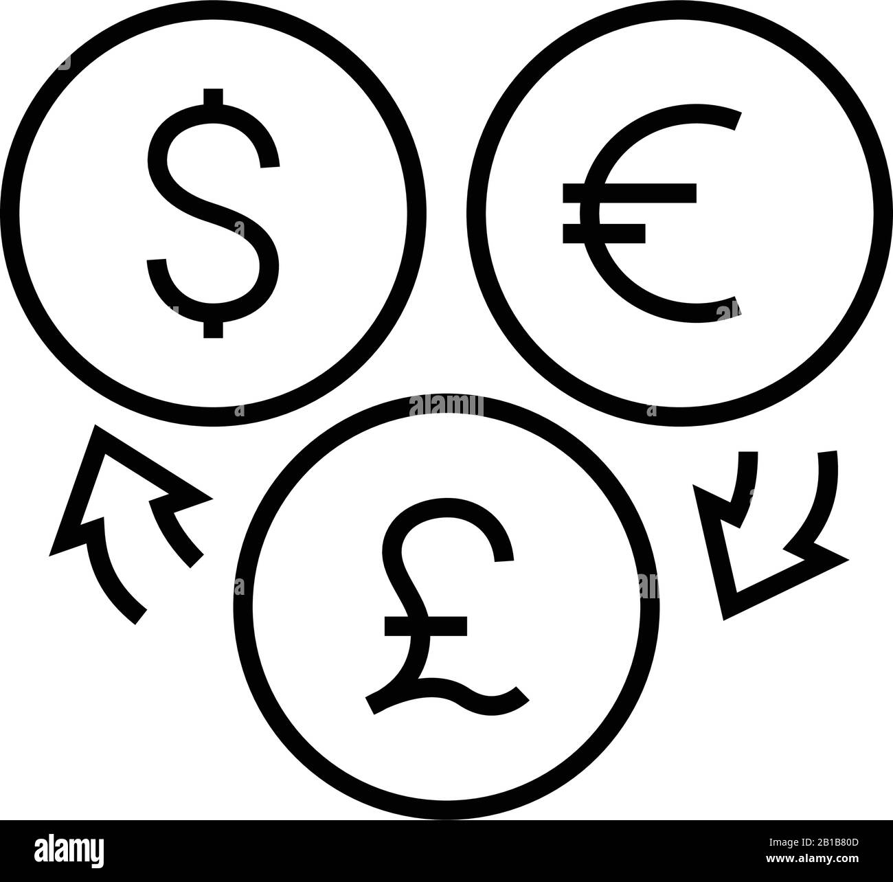 Currency exchange process line icon, concept sign, outline vector ...