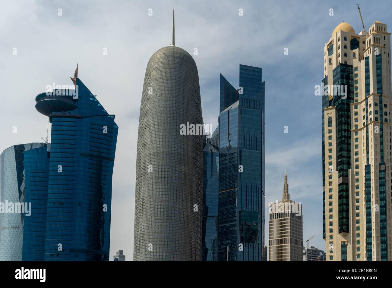 Buildings in the business district of Qatar's capital city, Doha Stock ...