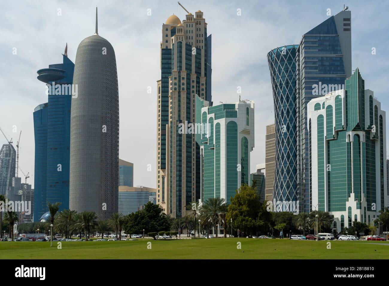 Buildings in the business district of Qatar's capital city, Doha Stock ...