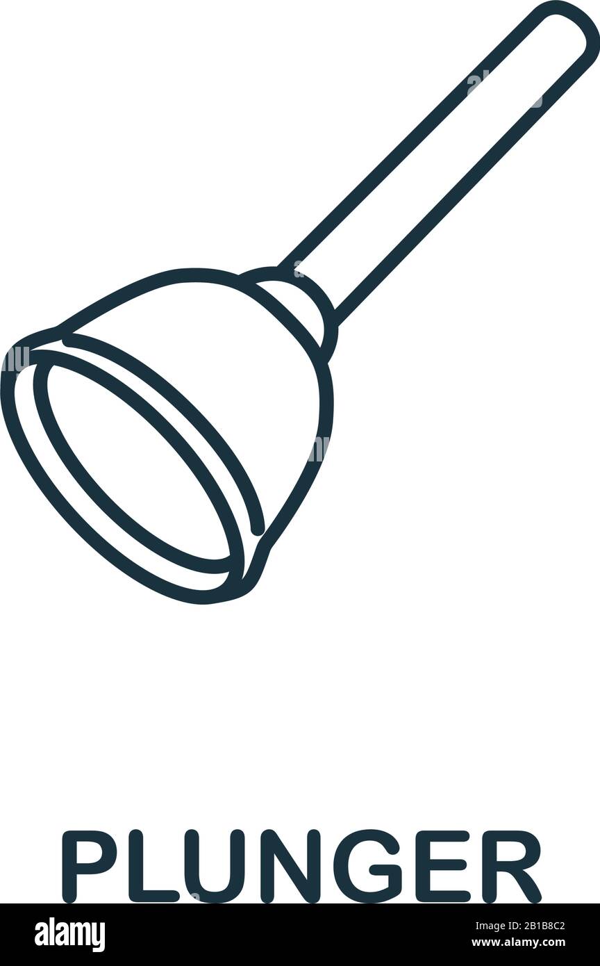 Plunger icon from cleaning collection. Simple line element Plunger ...
