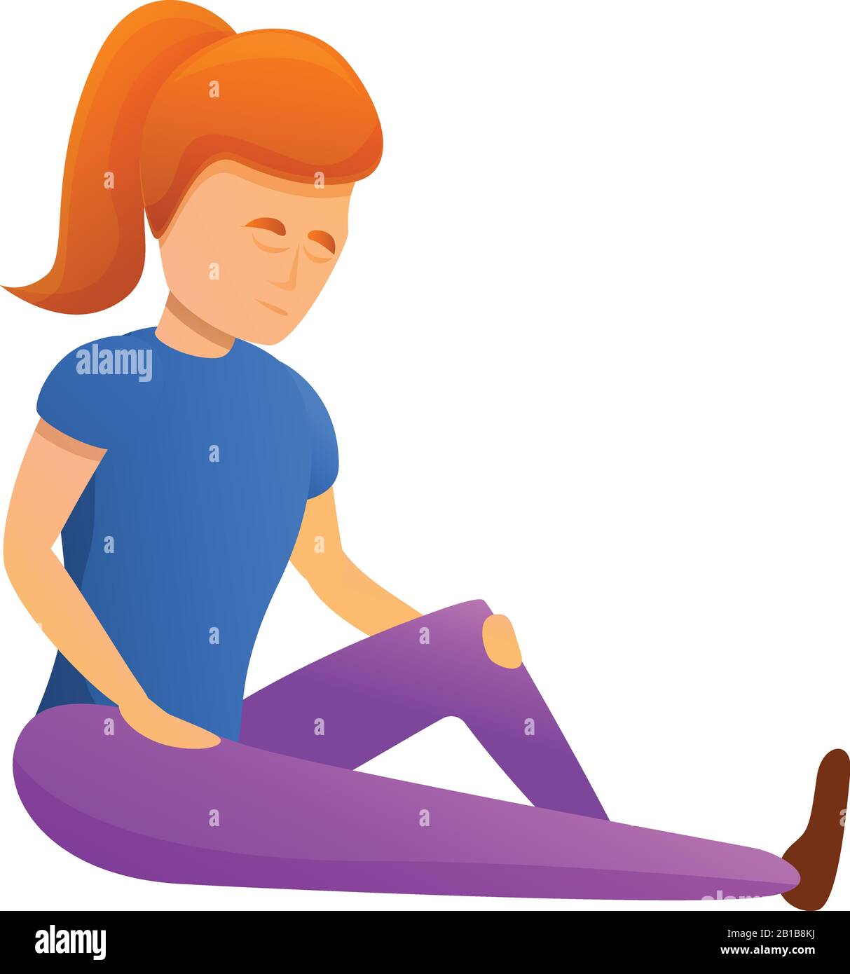 Red hair depression girl icon. Cartoon of red hair depression girl ...