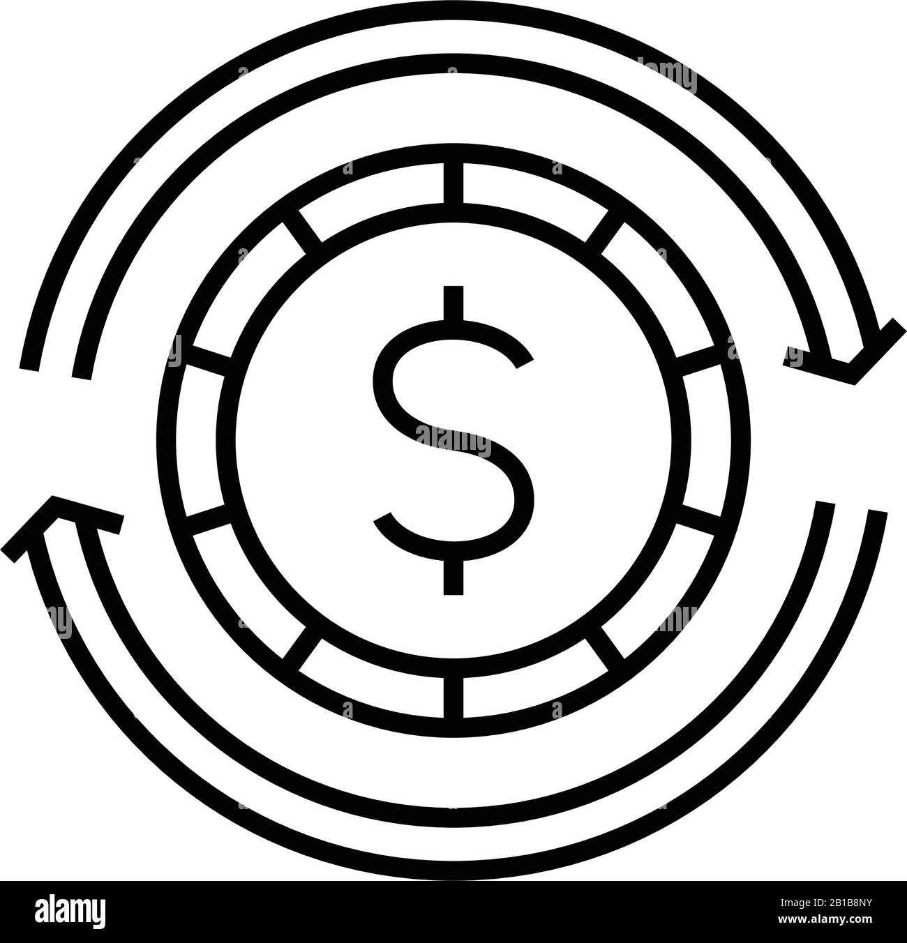 Currency data line icon, concept sign, outline vector illustration ...