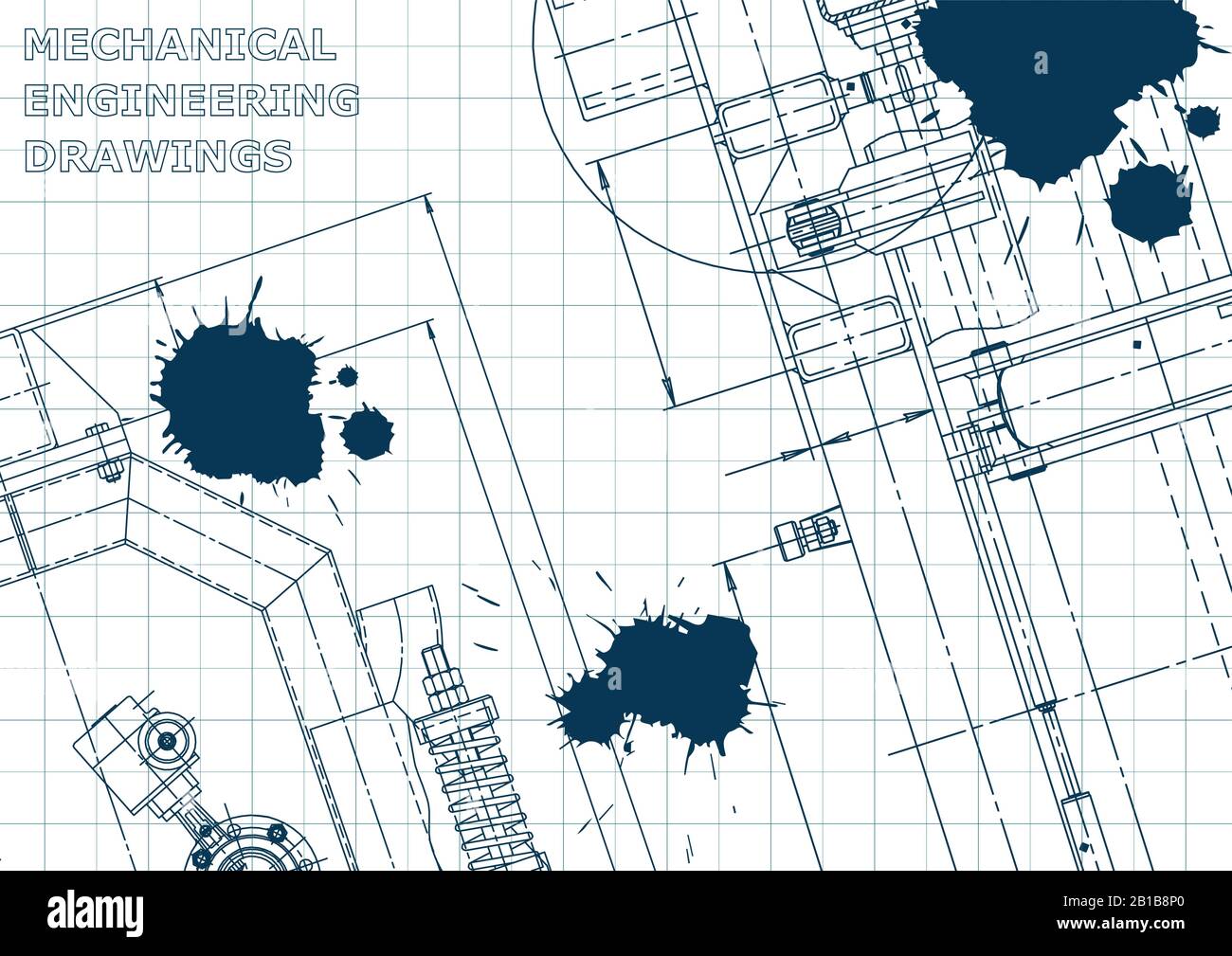 Blue Ink. Blots. Vector engineering illustration. Cover, flyer, banner ...