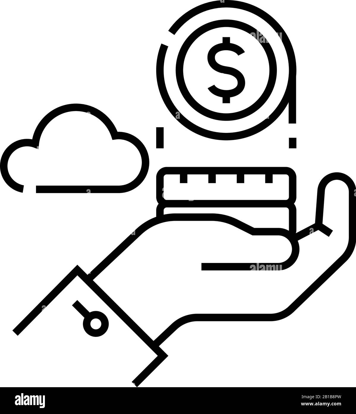 Counting money line icon, concept sign, outline vector illustration ...