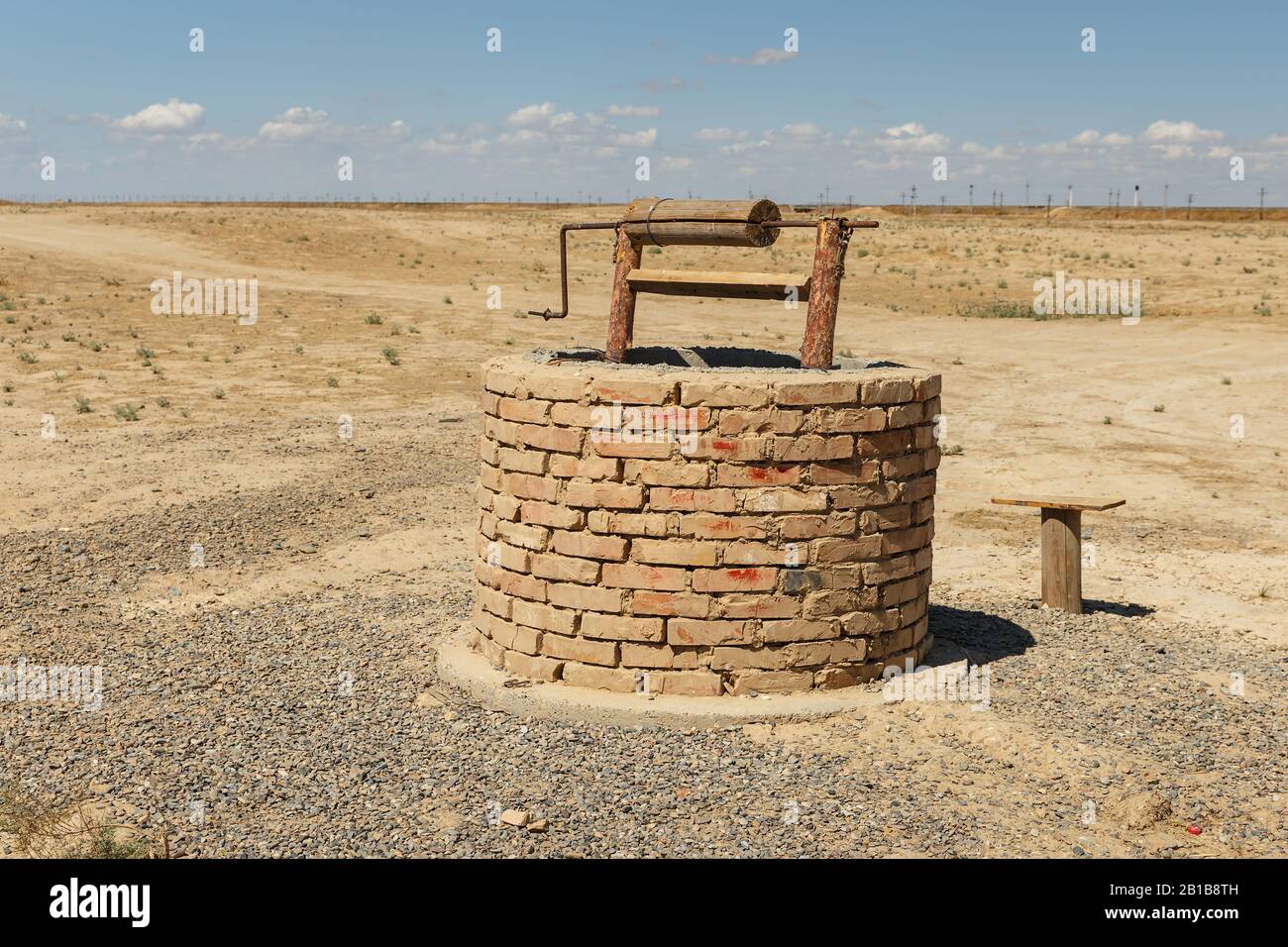 water well in the steppes of Kazakhstan, Turkistan, archeological town ...
