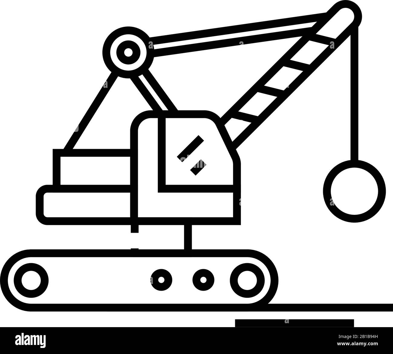 Destroying machine line icon, concept sign, outline vector illustration ...