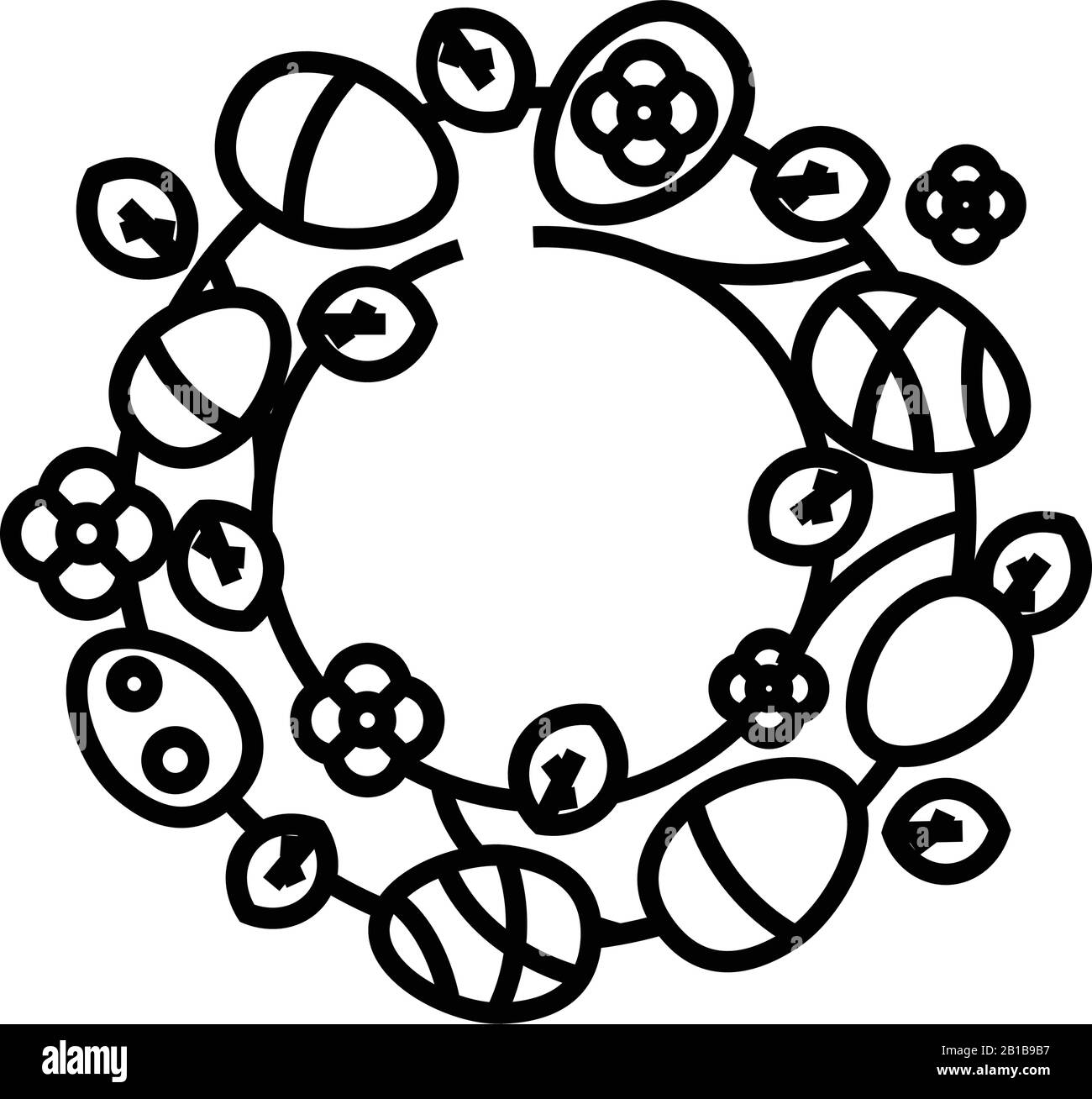 Decorative wreath line icon, concept sign, outline vector illustration ...