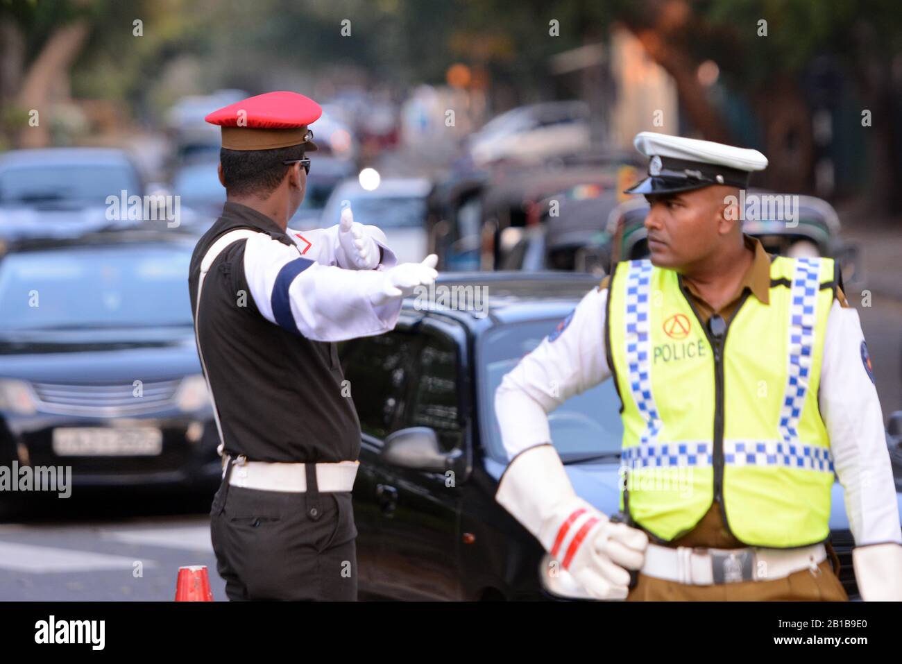 Colombo, Sri Lanka. 24th Feb, 2020. A military police officer (L ...