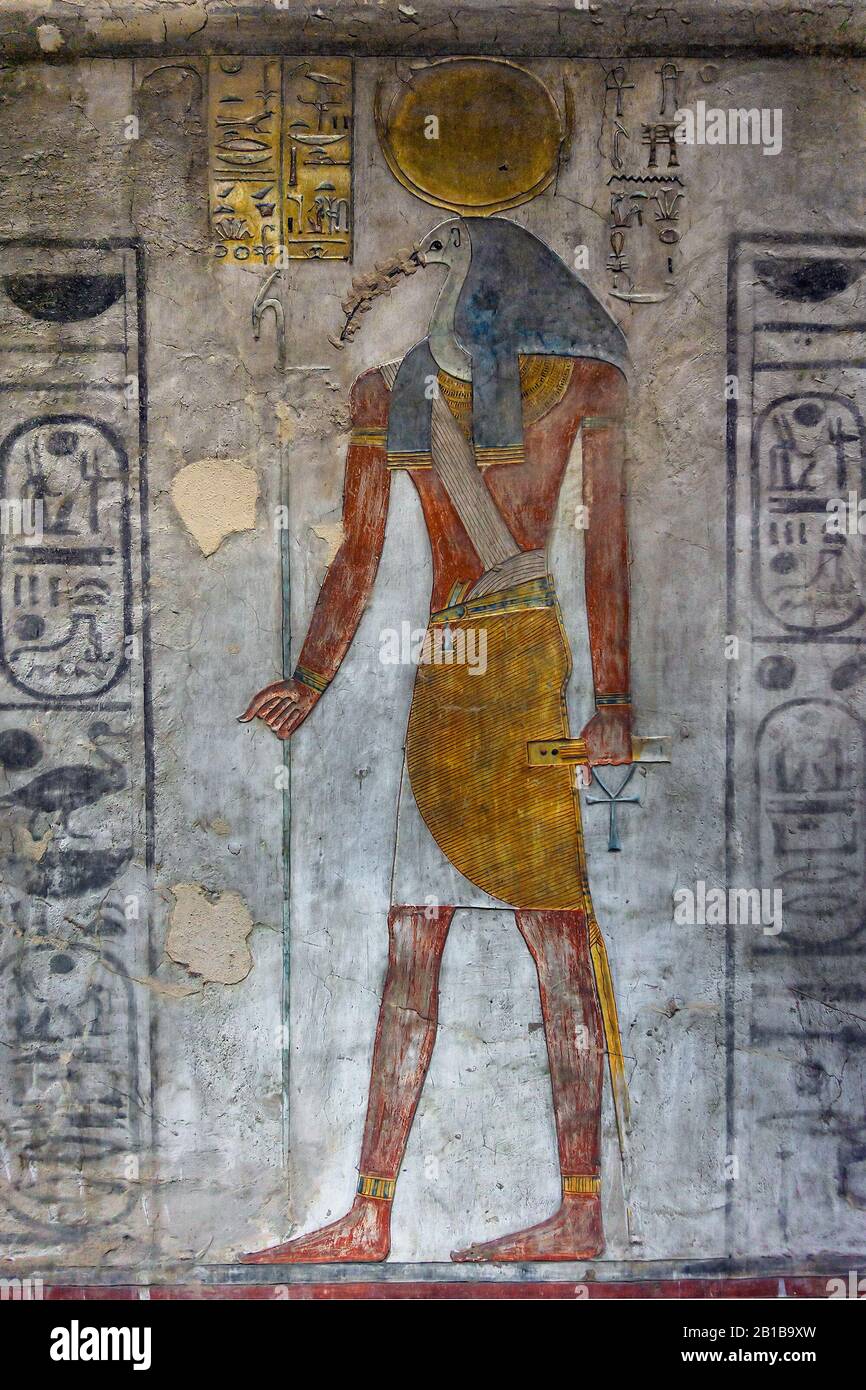 Ancient egypt color image of Horus god Stock Photo - Alamy