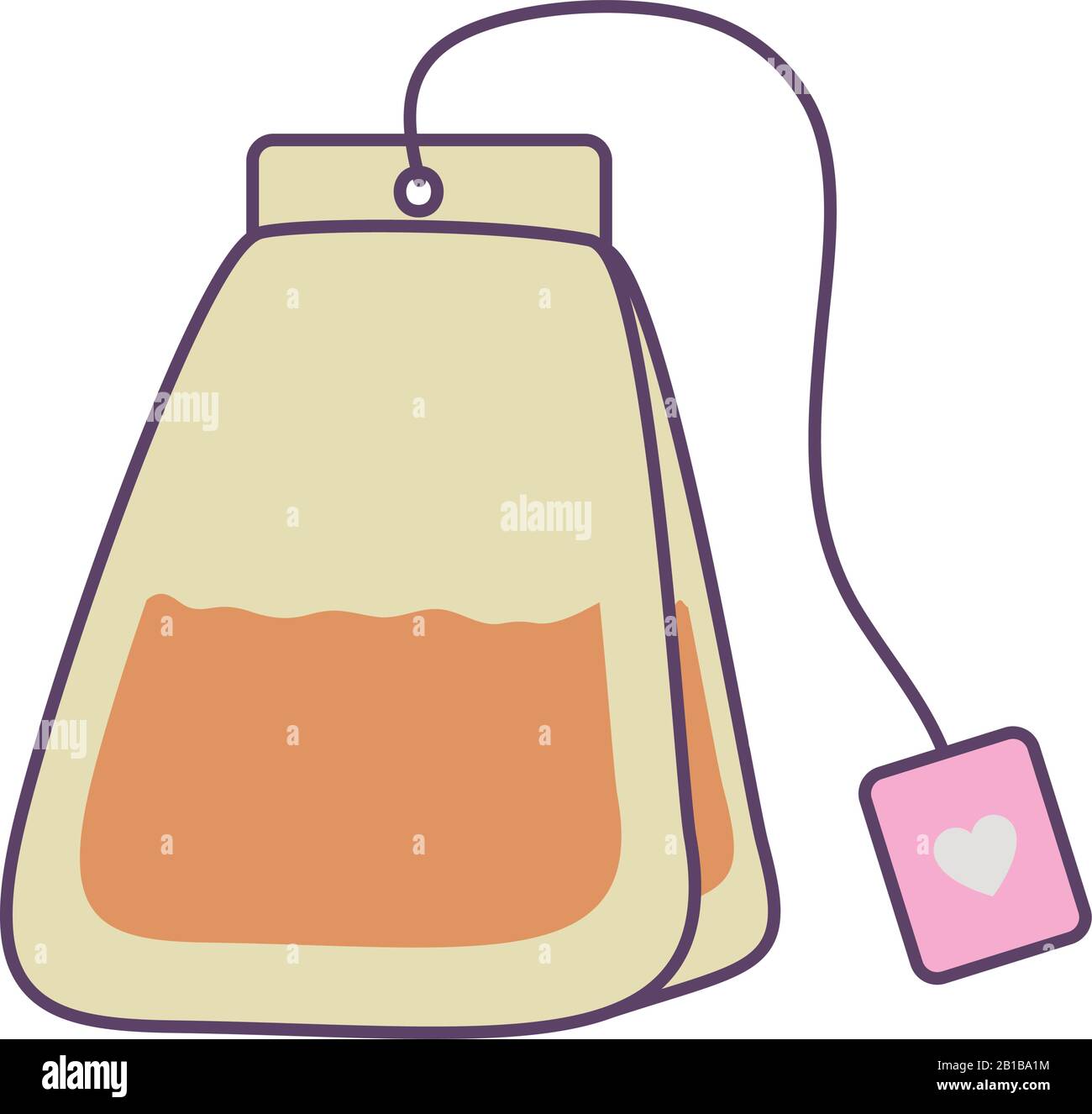 Tea bag line and fill style icon design, Time drink breakfast beverage ...