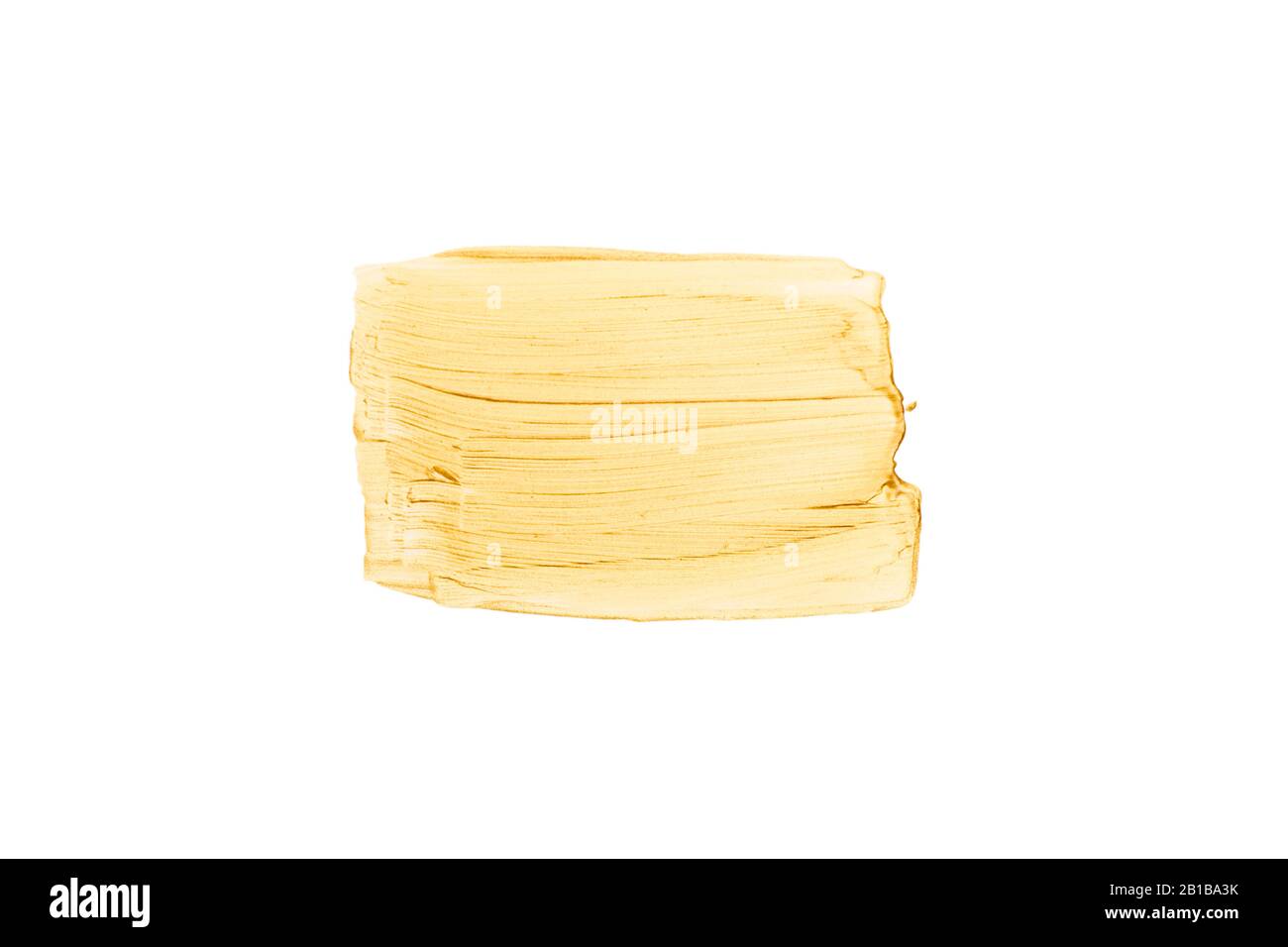 Rectangular gold brush stroke or smear isolated on white background ...