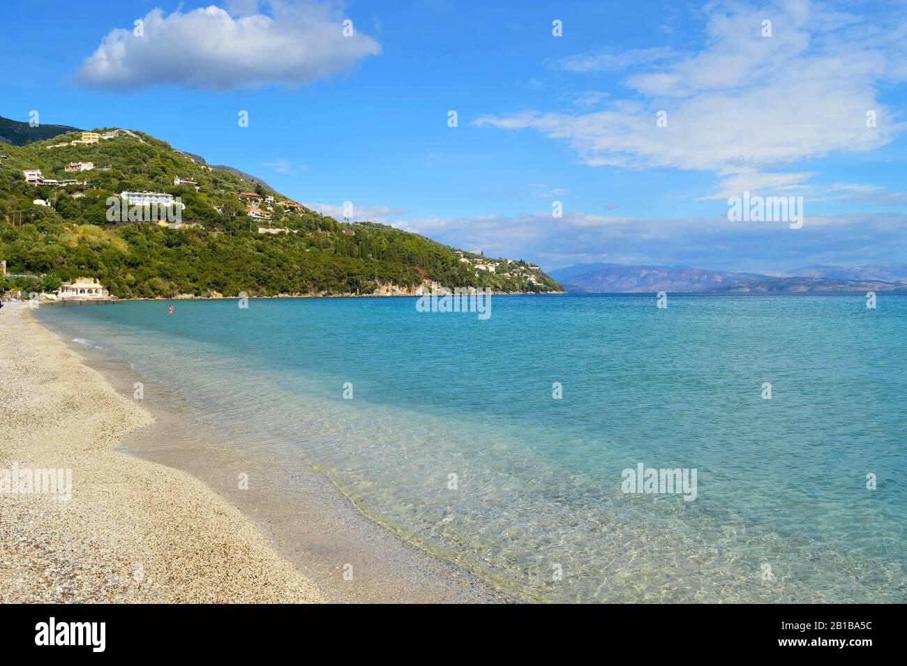 Tourists on Ipsos Beach in Corfu a Greek island in the Ionian sea Stock ...
