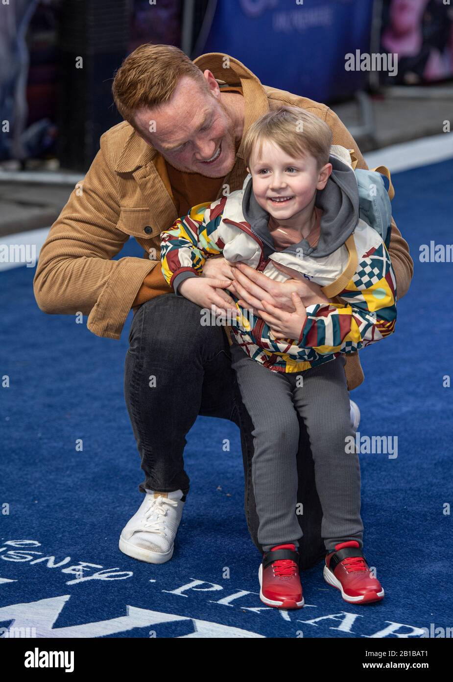 Greg Rutherford and Milo Rutherford attend the Onward UK Premiere at ...