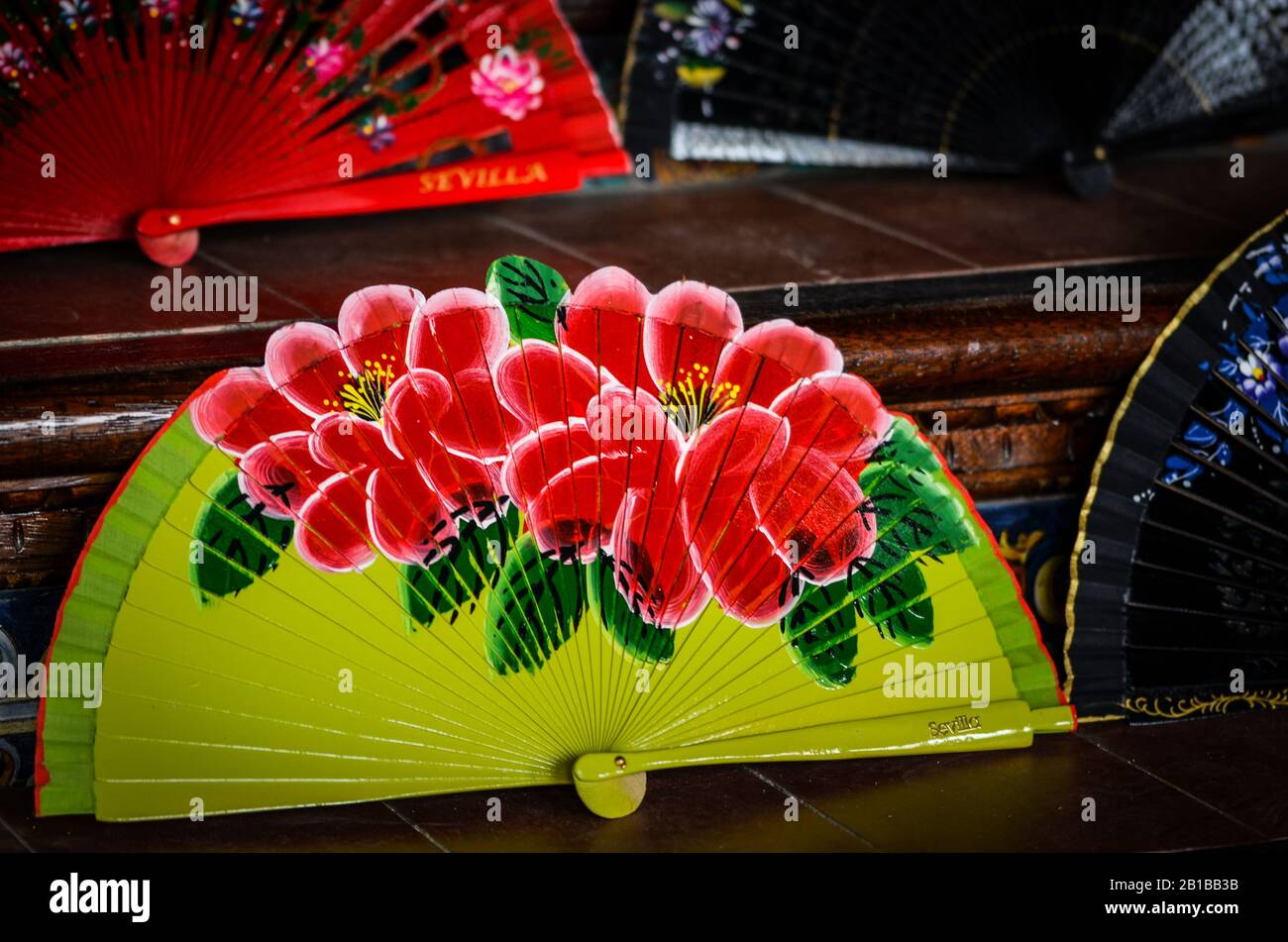 close up view of the handmade spanish fan Stock Photo - Alamy
