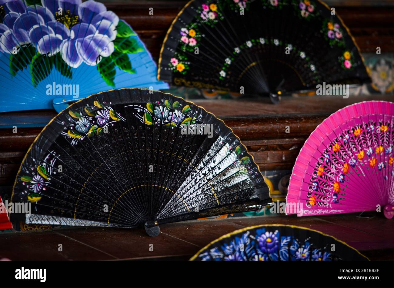 close up view of the handmade spanish fan Stock Photo - Alamy