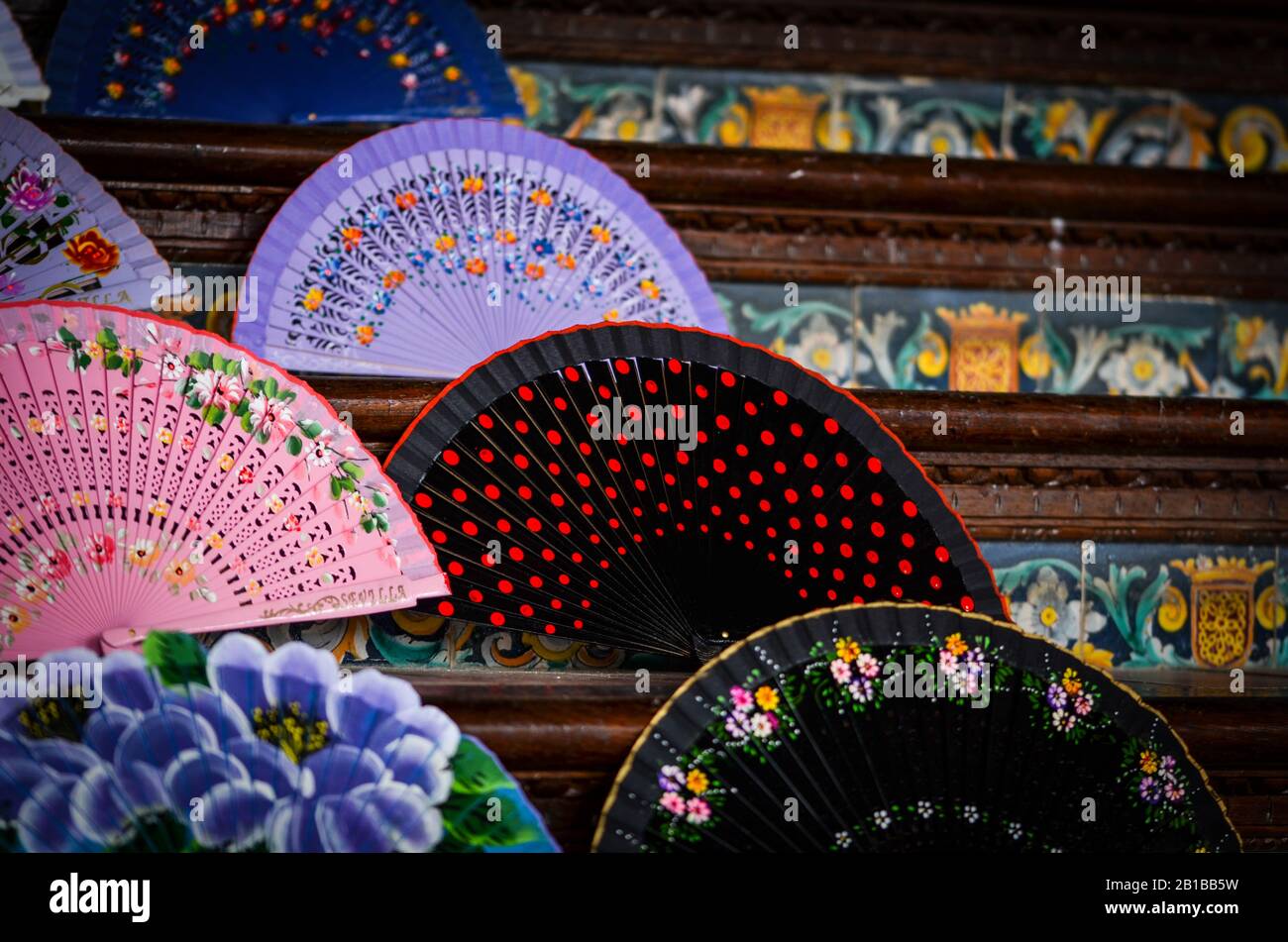 close up view of the handmade spanish fan Stock Photo - Alamy