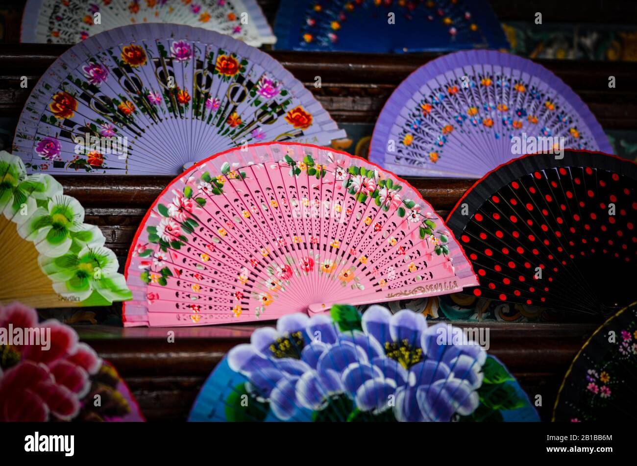 close up view of the handmade spanish fan Stock Photo - Alamy