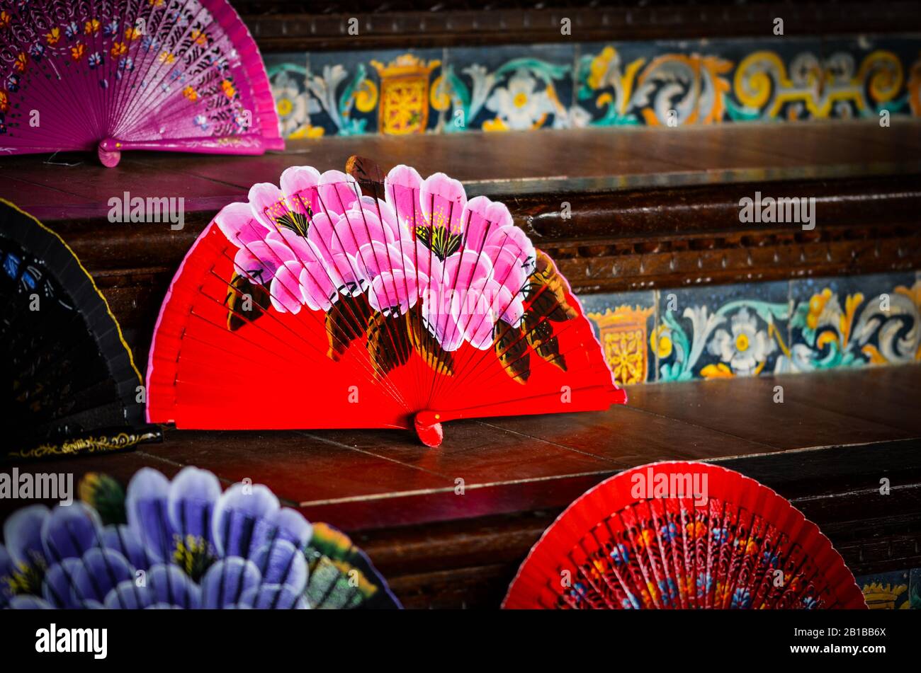close up view of the handmade spanish fan Stock Photo - Alamy